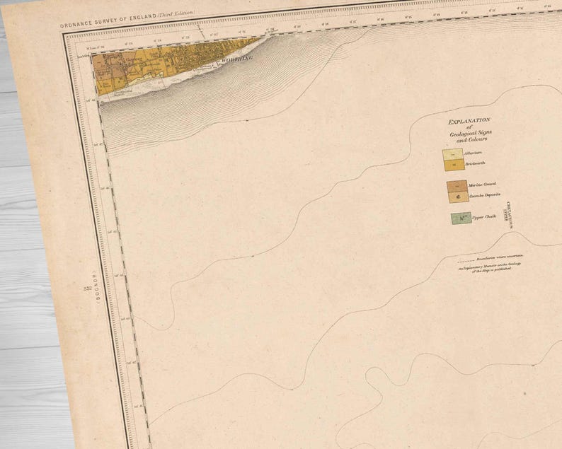 Map of Worthing } old Geological Chart - Etsy