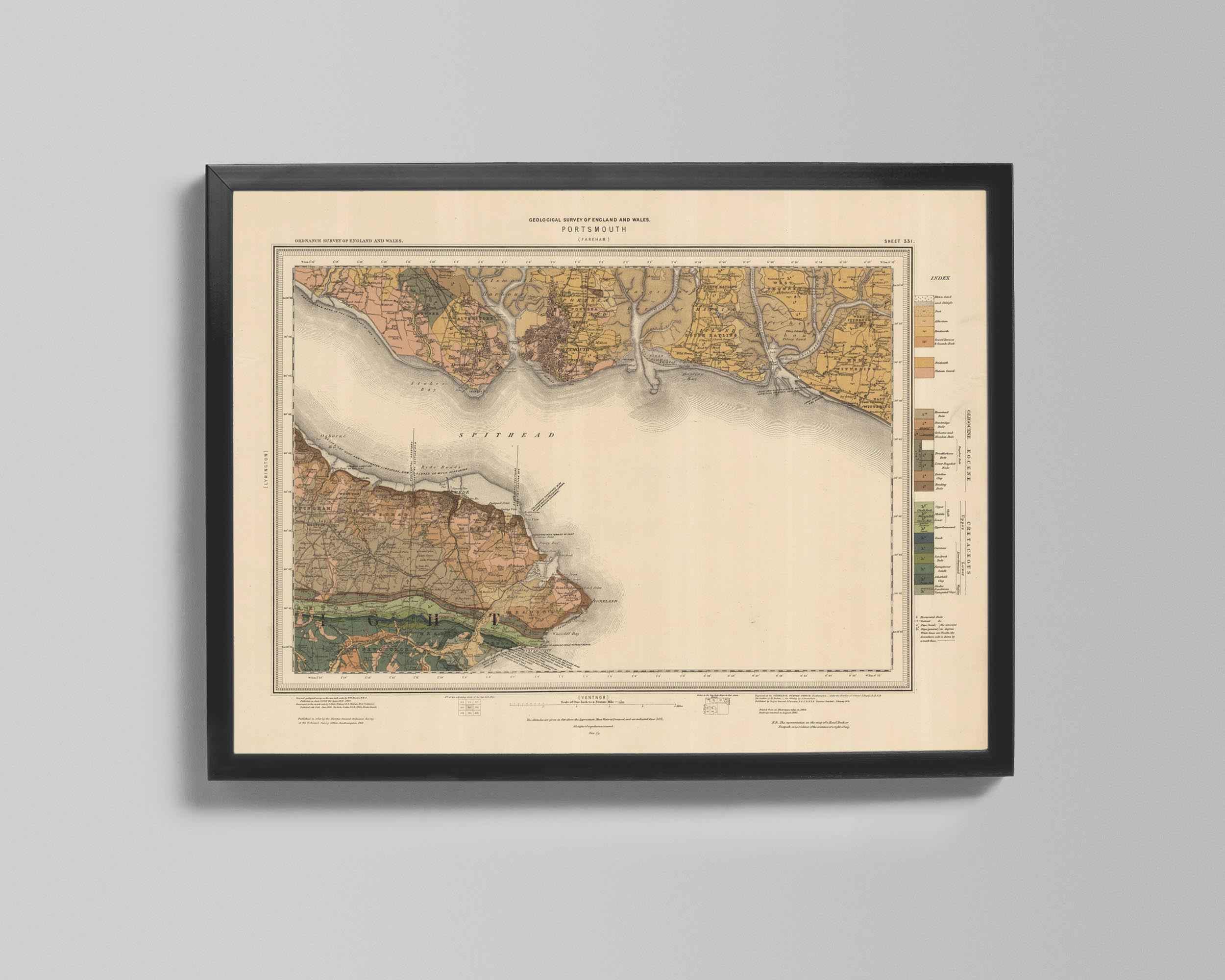 Map of Portsmouth } old Geological Chart - Etsy UK