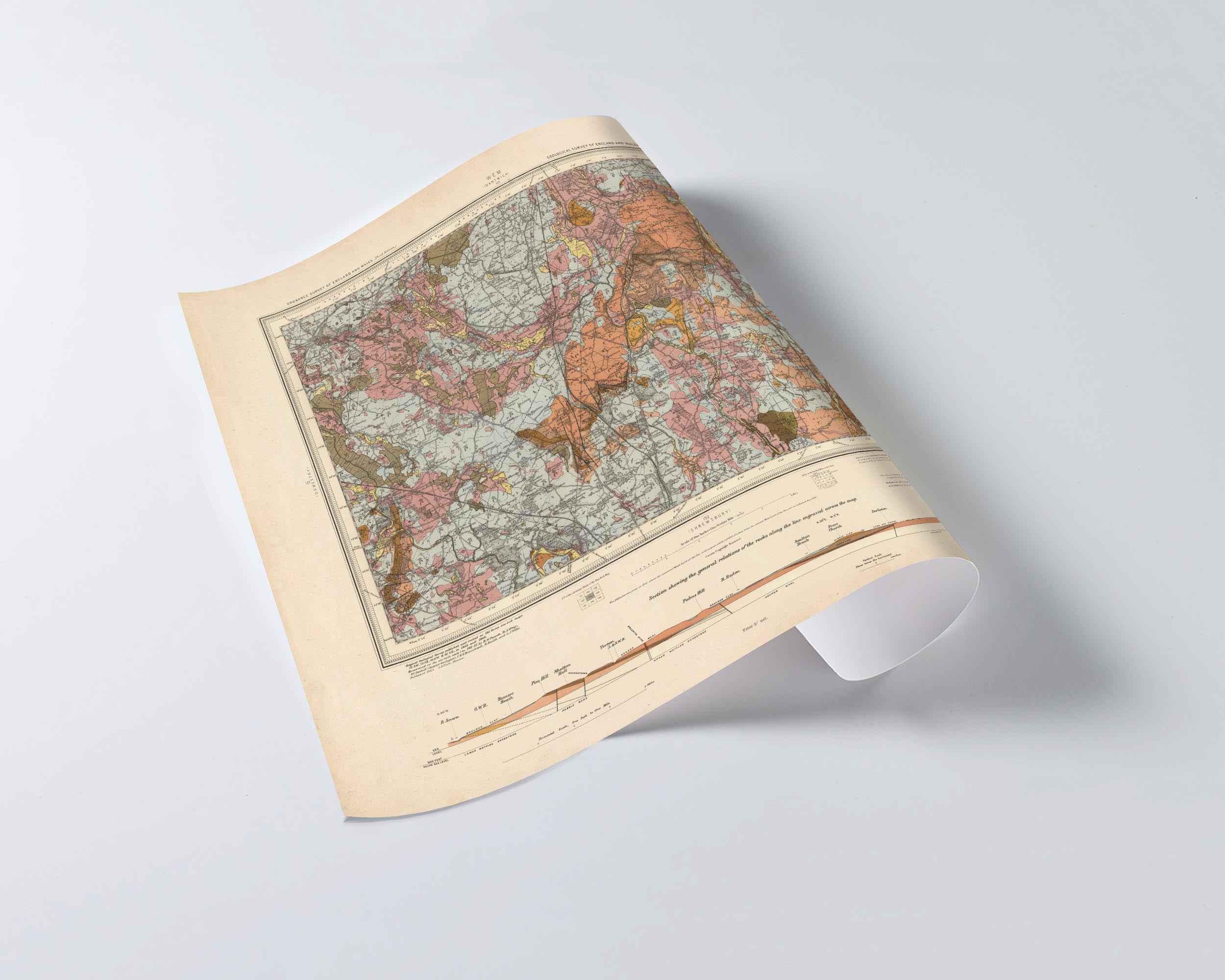 Map of Wem } old Geological Chart - Etsy