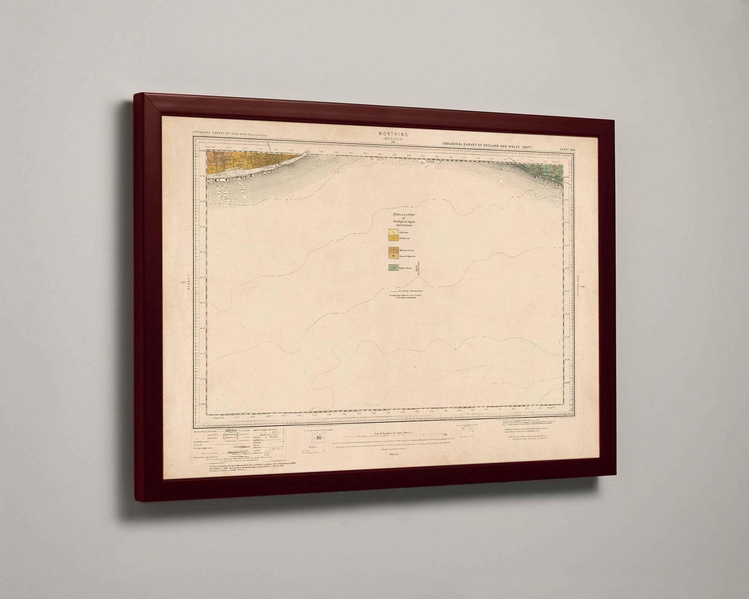 Map of Worthing } old Geological Chart - Etsy