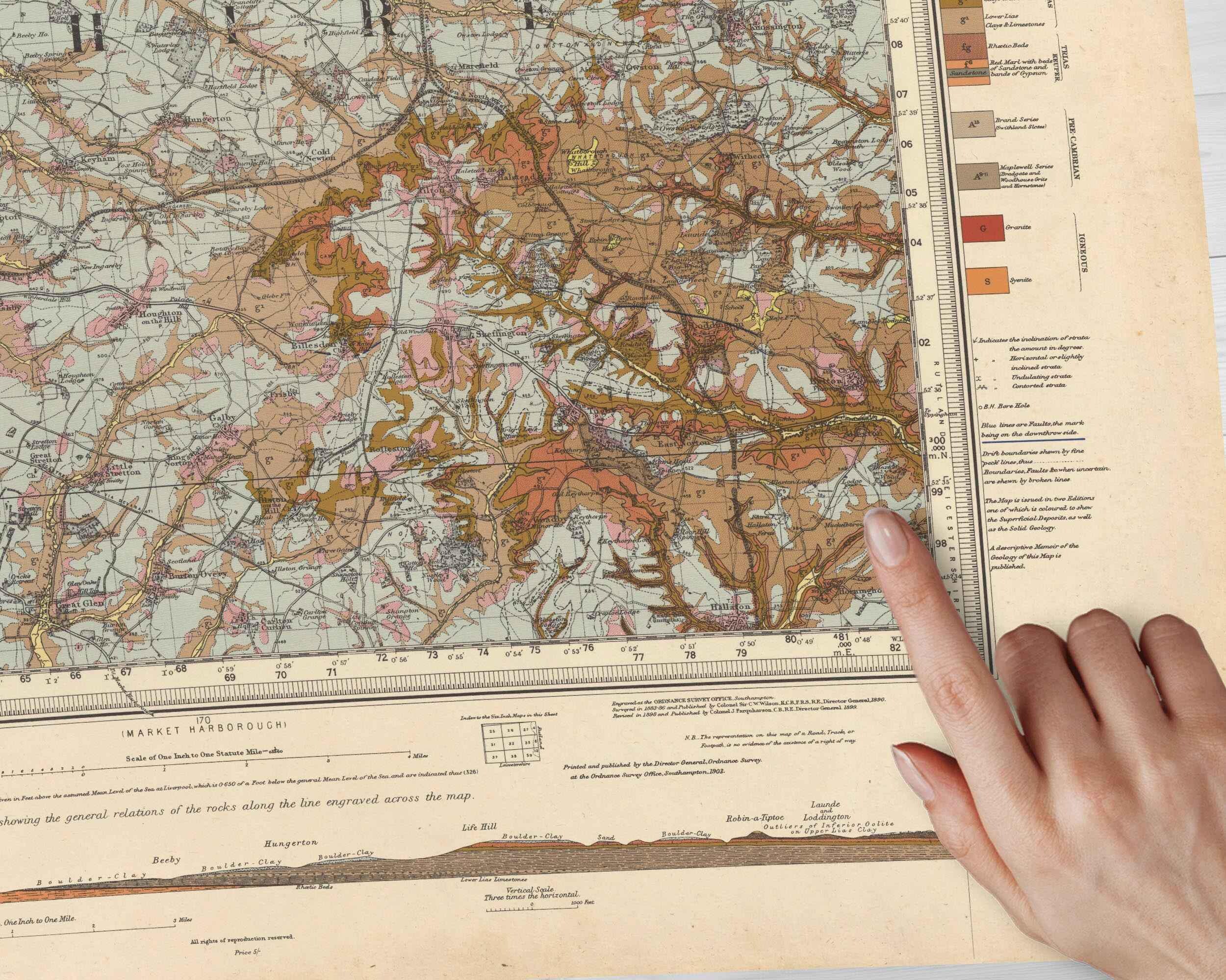 Map of Leicester } old Geological Chart - Etsy