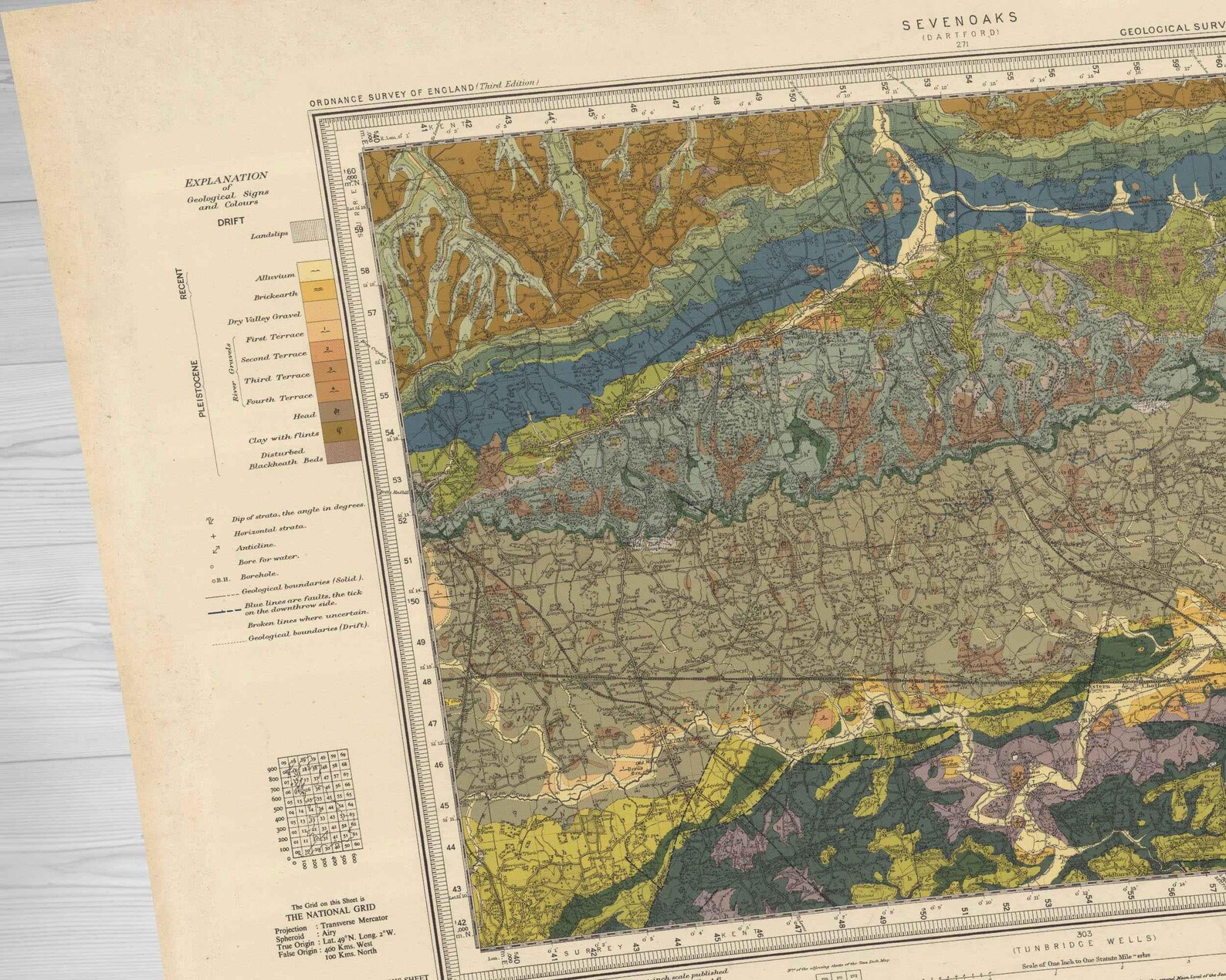 Map of Sevenoaks } old Geological Chart - Etsy Canada