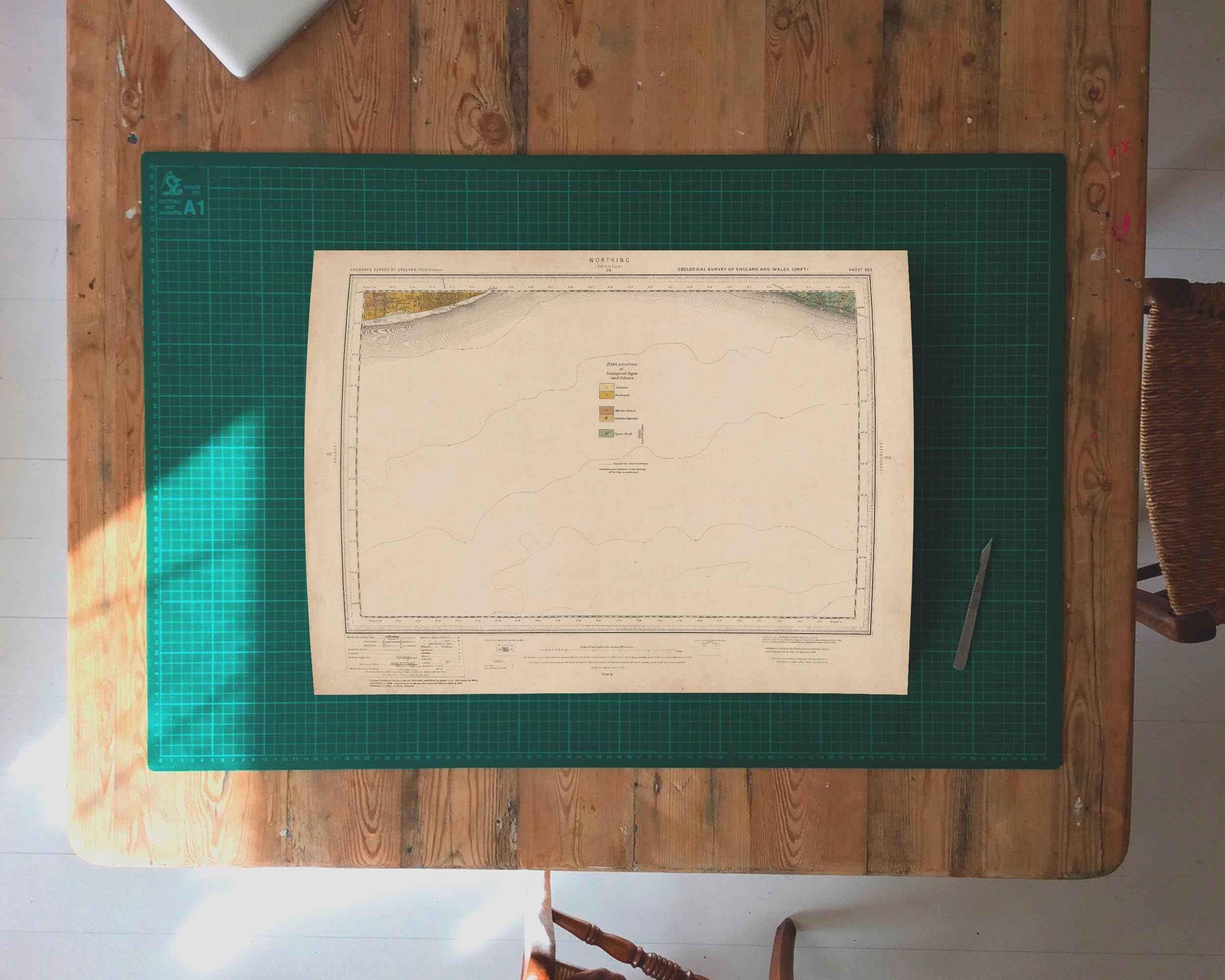 Map of Worthing } old Geological Chart - Etsy