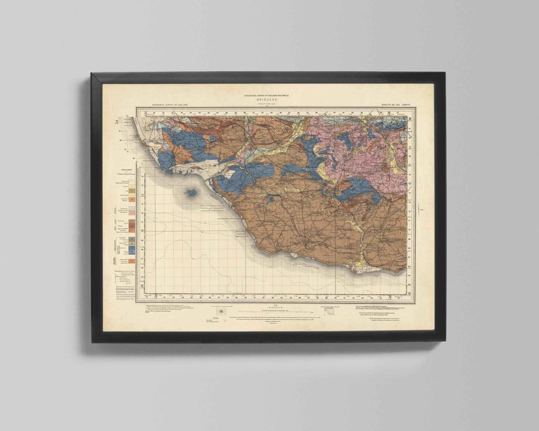 Map of Bridgend } old Geological Chart - Etsy