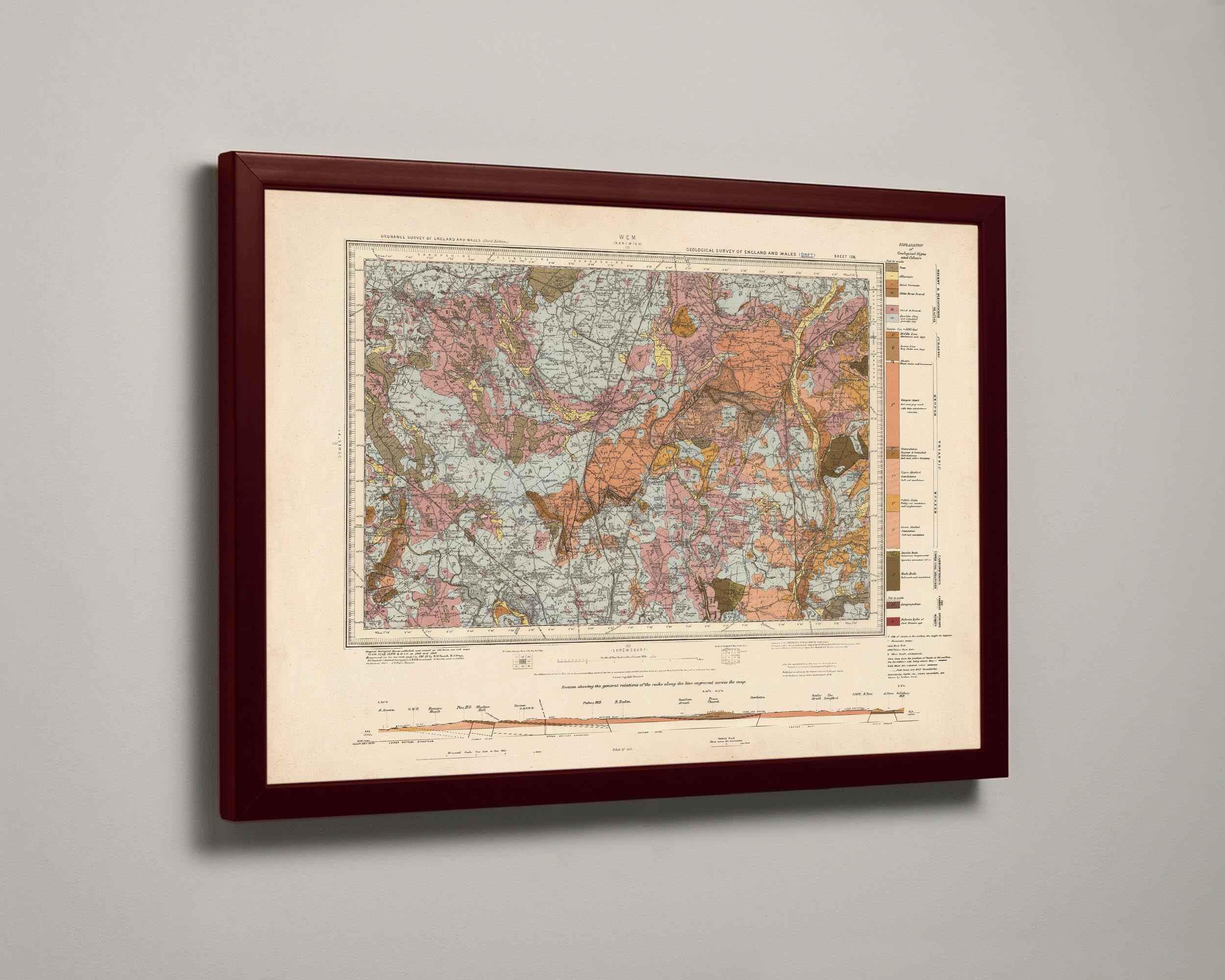 Map of Wem } old Geological Chart - Etsy