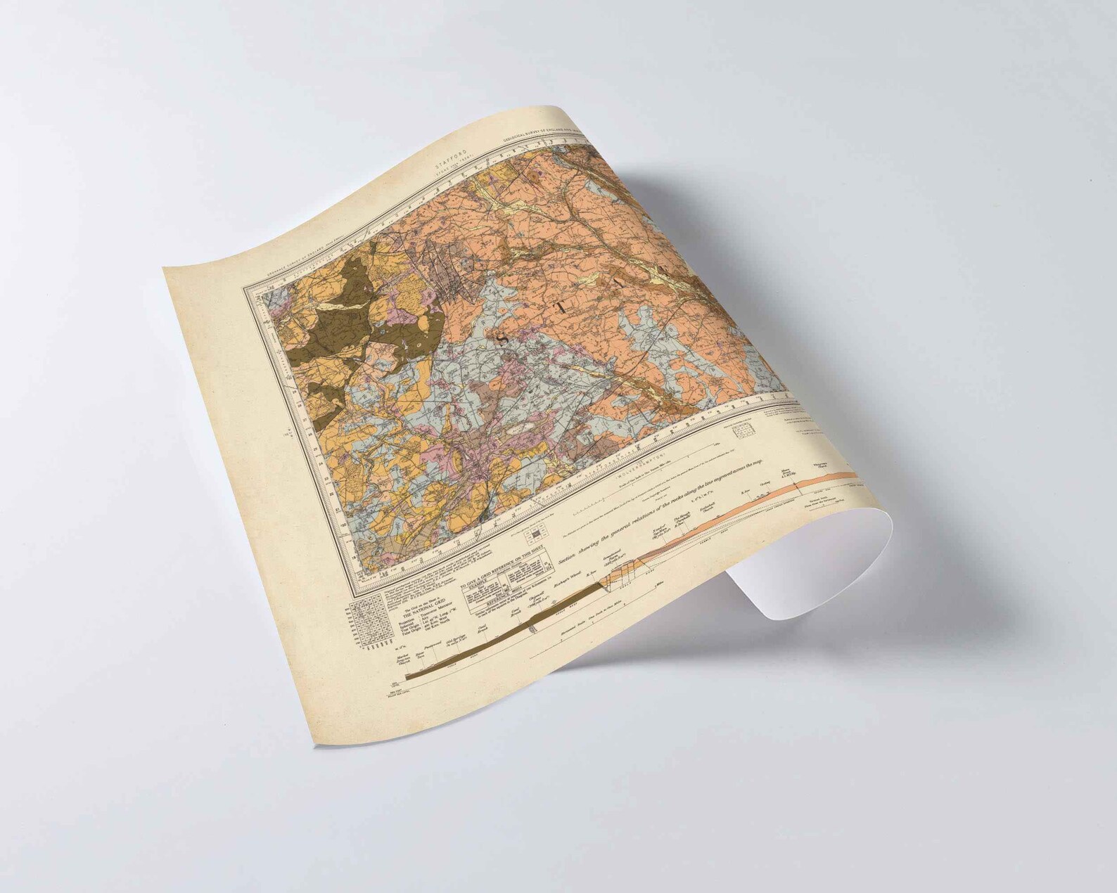 Map of Stafford } old Geological Chart - Etsy Canada