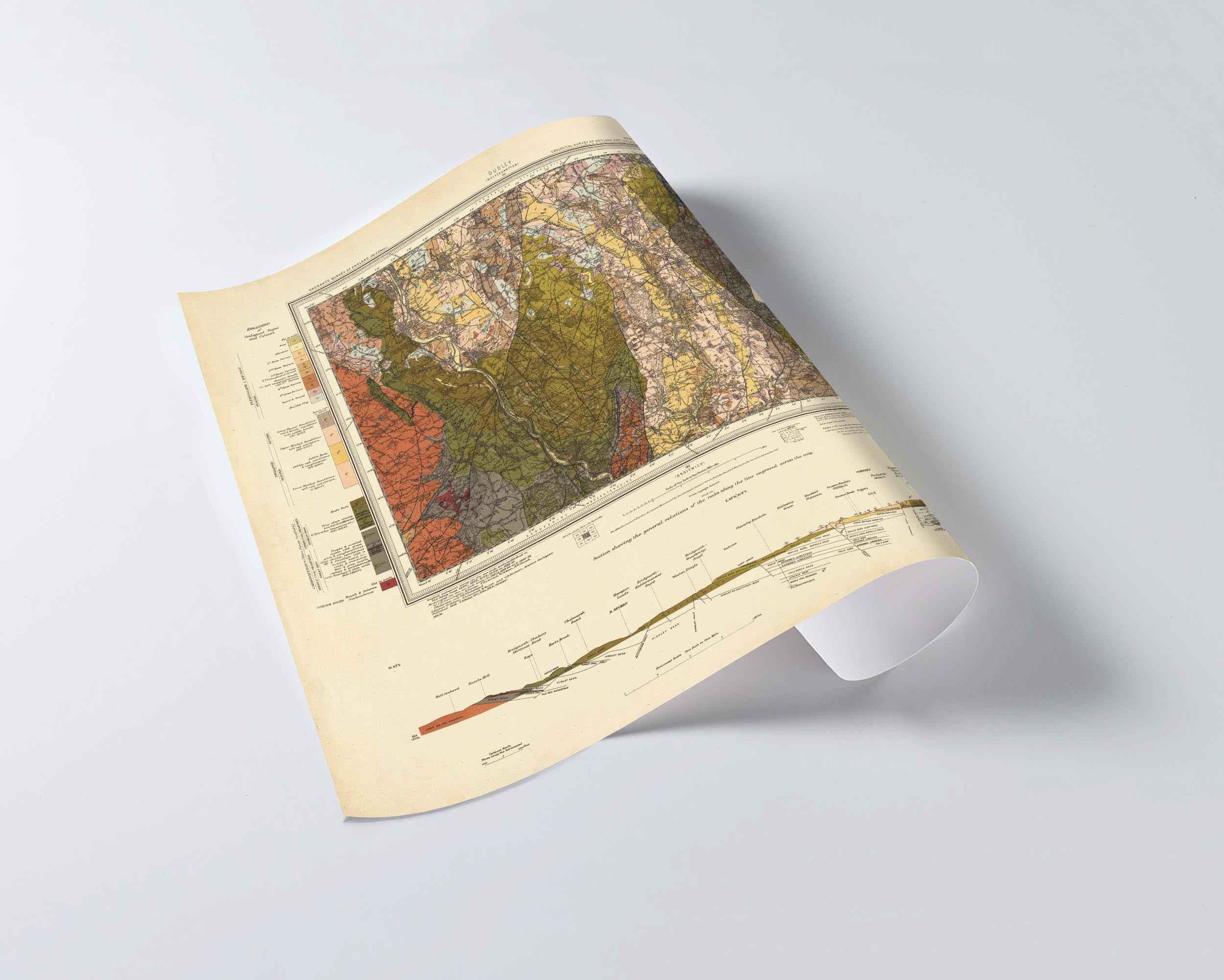 Map of Dudley } old Geological Chart - Etsy UK