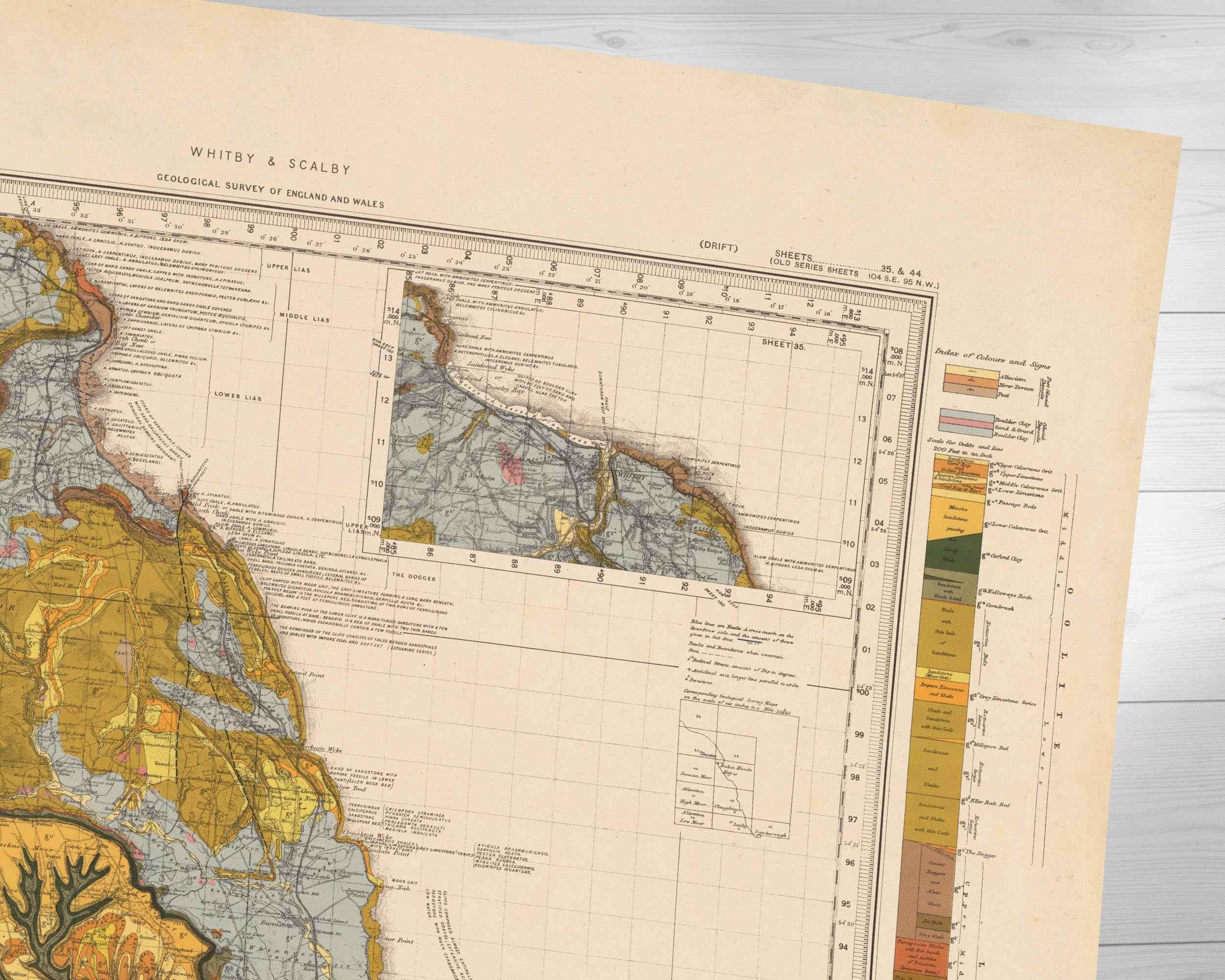 Map of Whitby & Scalby } old Geological Chart - Etsy