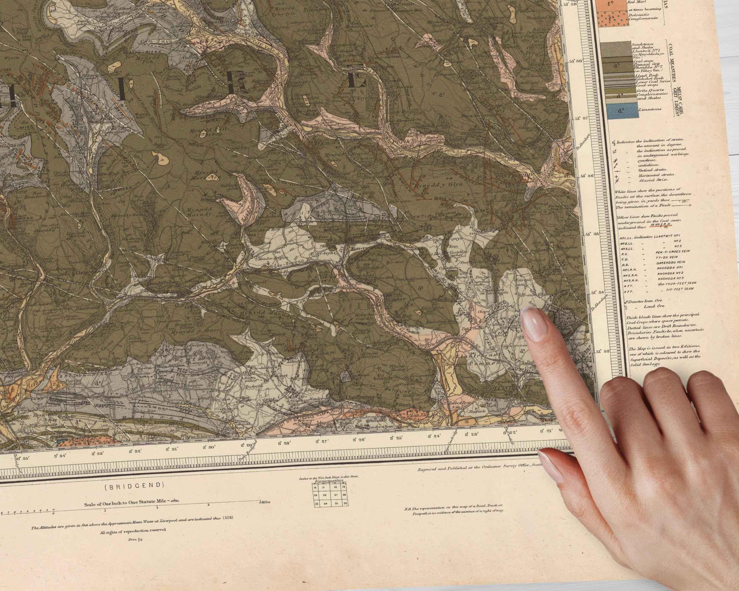 Map of Pontypridd } old Geological Chart - Etsy
