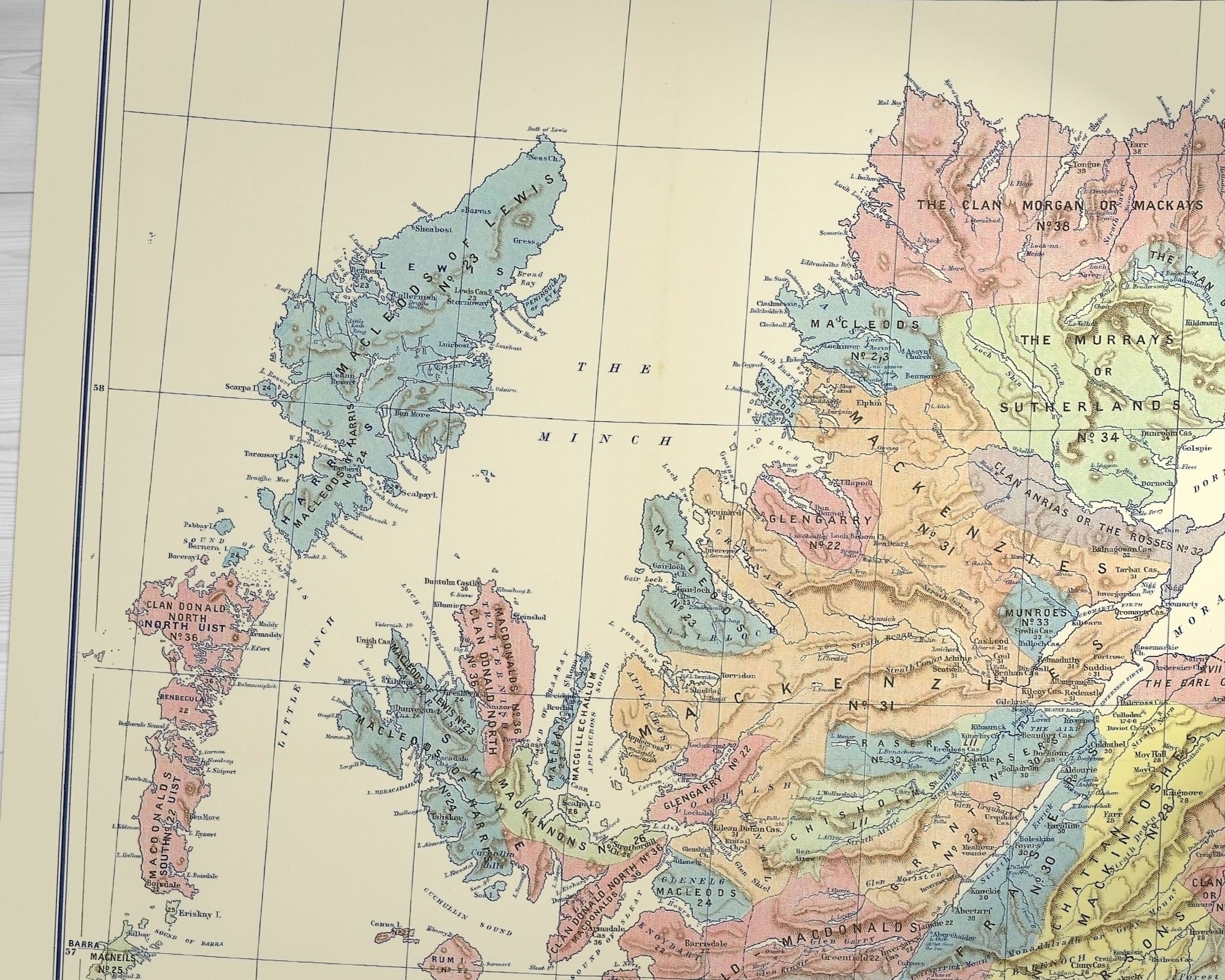 Historical Map Print of Scotland's Clans | T. B. Johnston, F.R.G.S. and ...