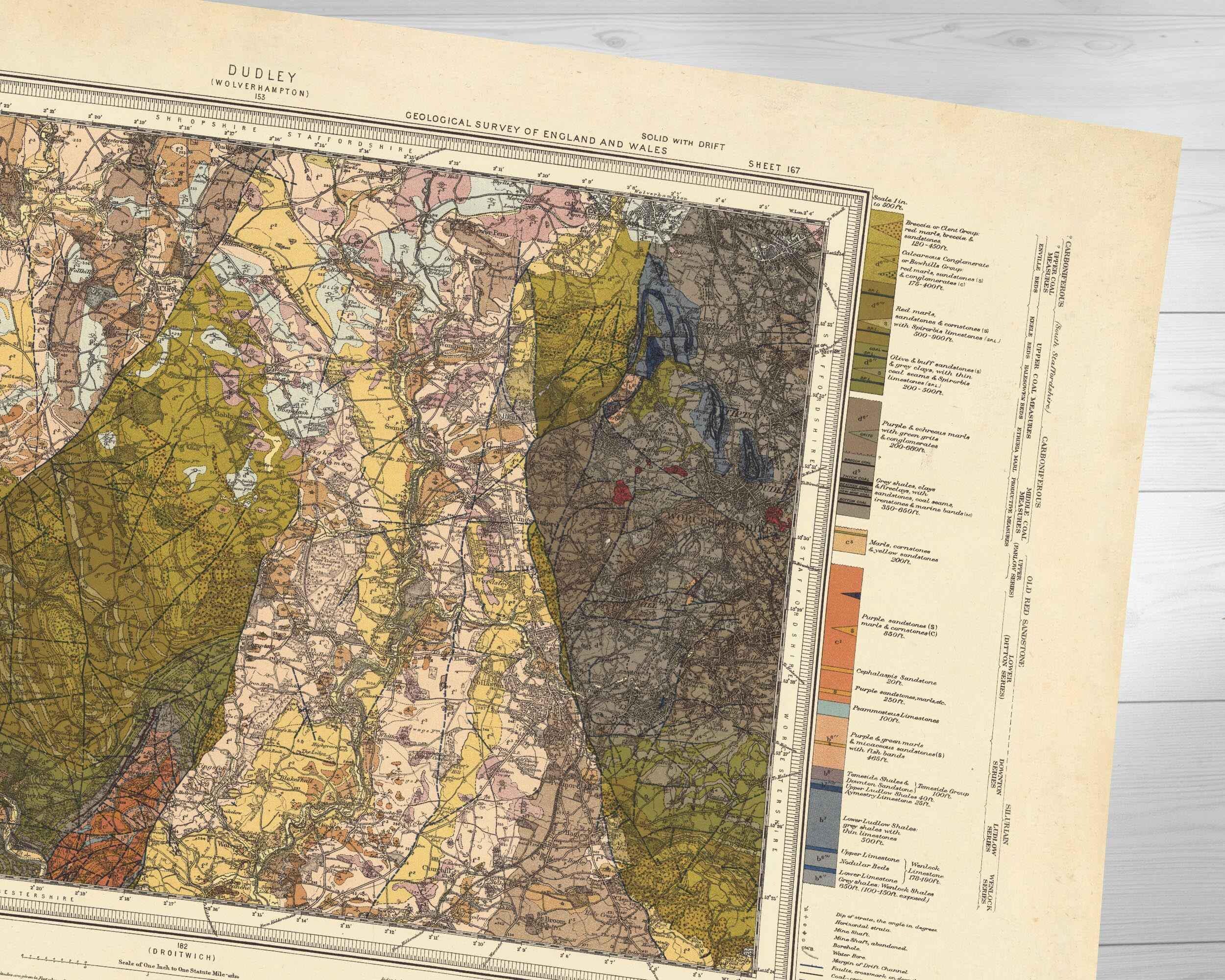 Map of Dudley } old Geological Chart - Etsy UK