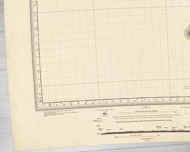 Map of Trevose Head } old Geological Chart - Etsy