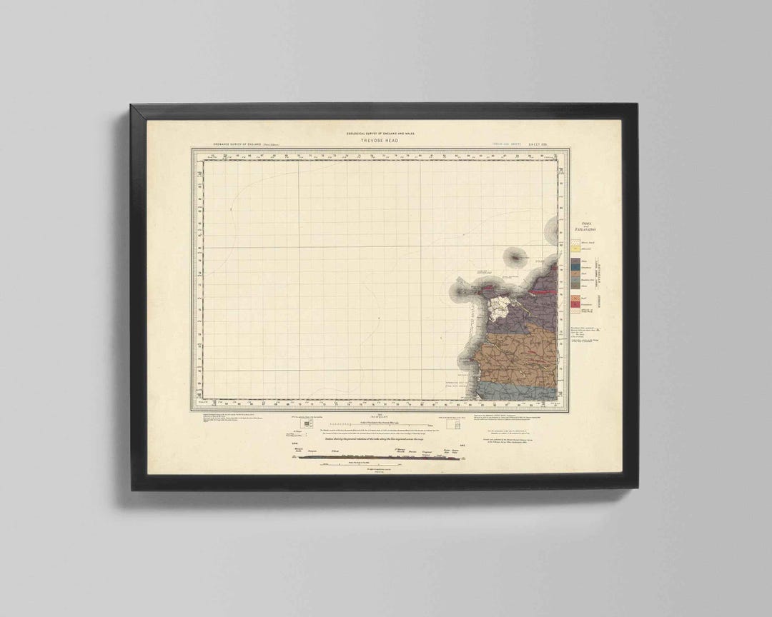 Map of Trevose Head } old Geological Chart - Etsy