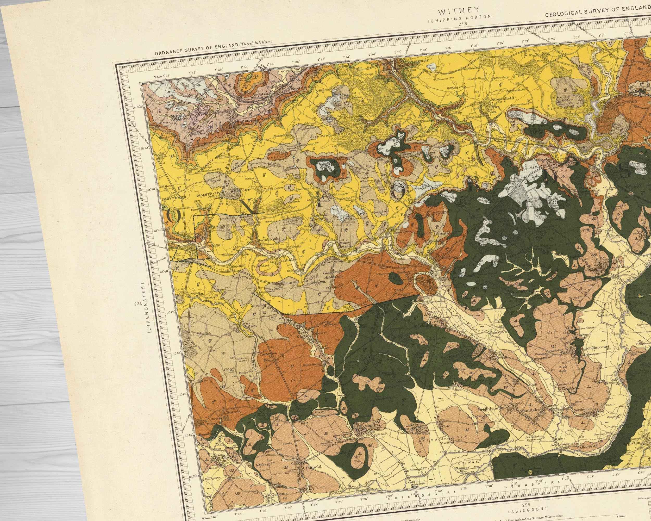 Map of Witney } old Geological Chart - Etsy UK