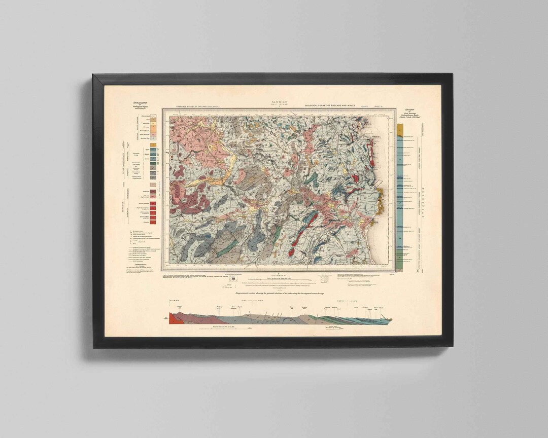 Map of Alnwick } old Geological Chart - Etsy