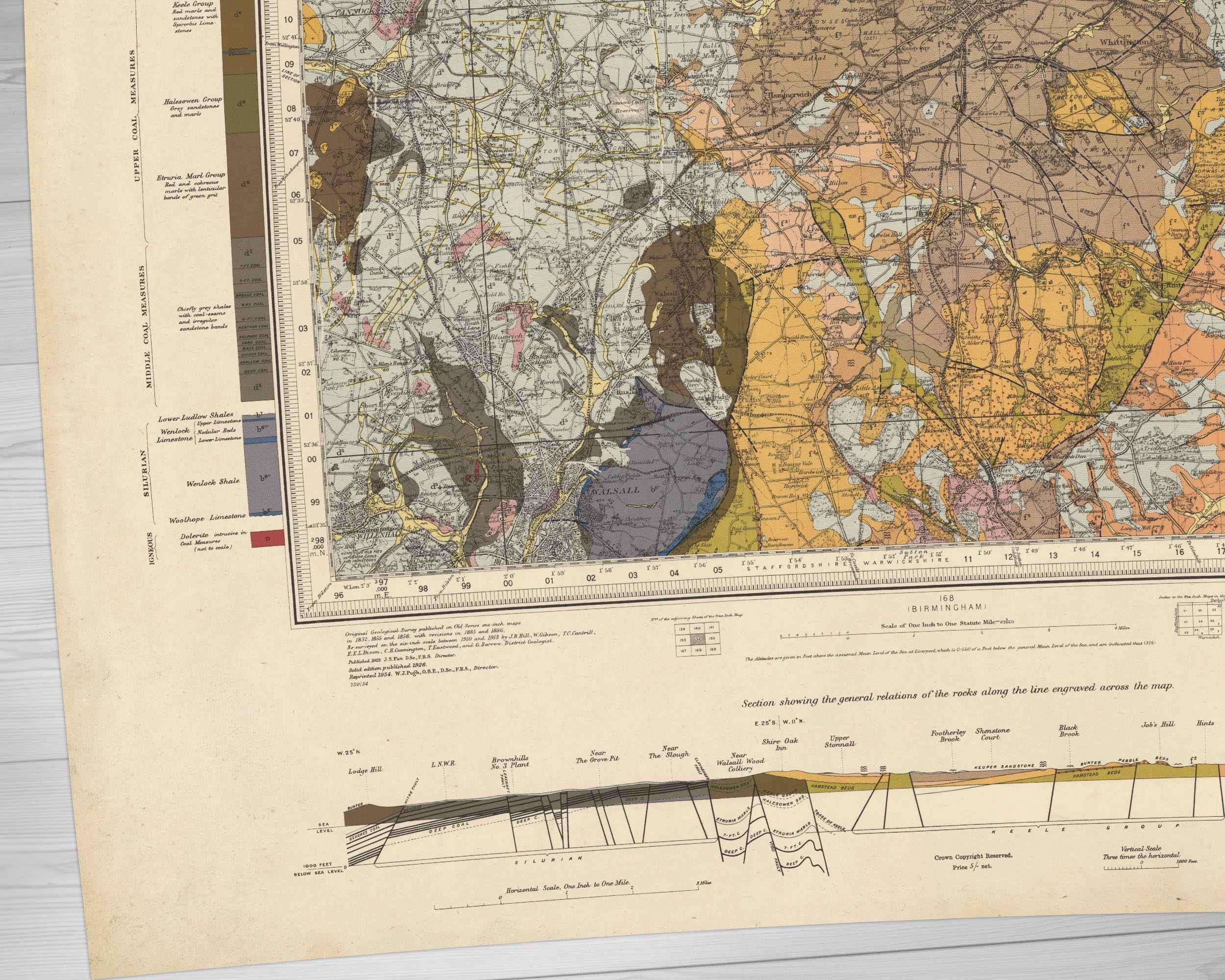 Map of Lichfield } old Geological Chart - Etsy UK
