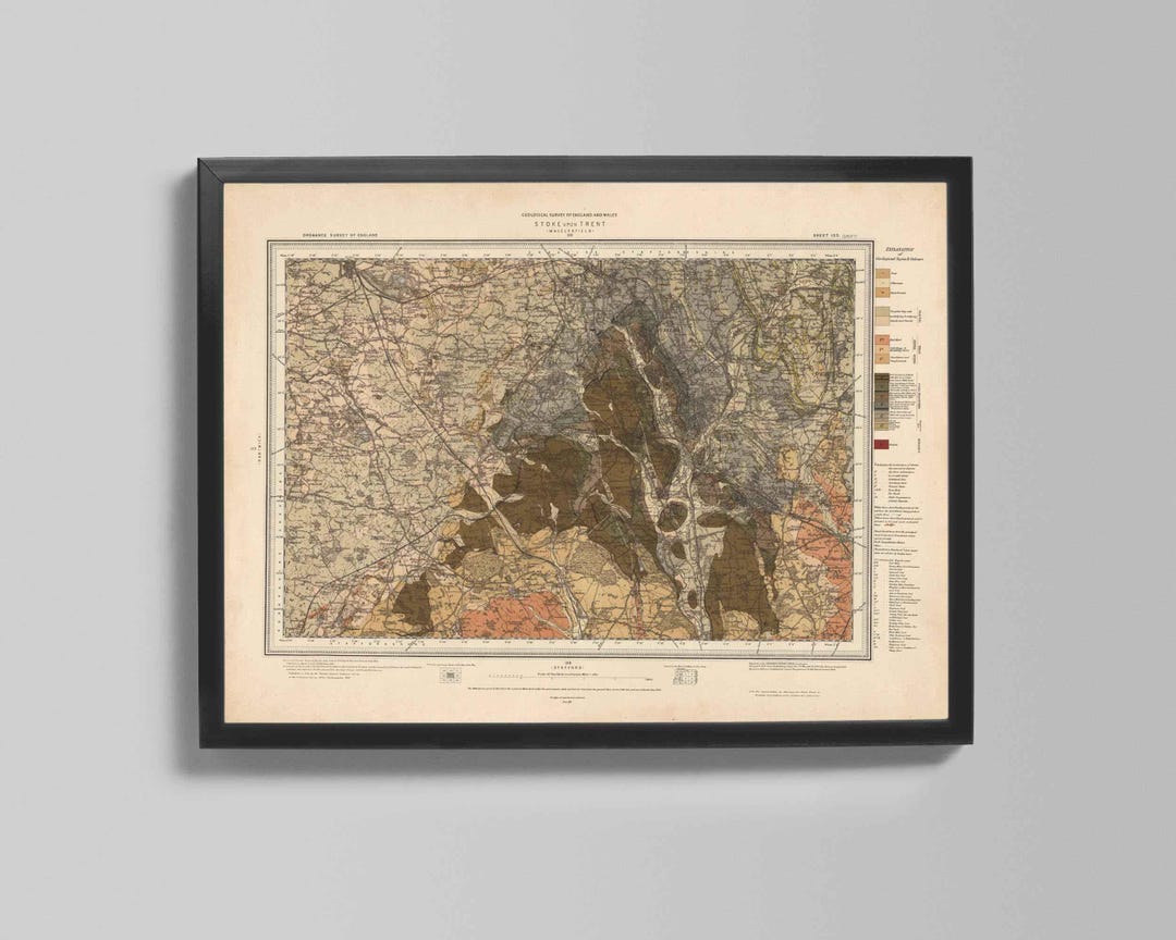 Map of Stoke Upon Trent } old Geological Chart - Etsy