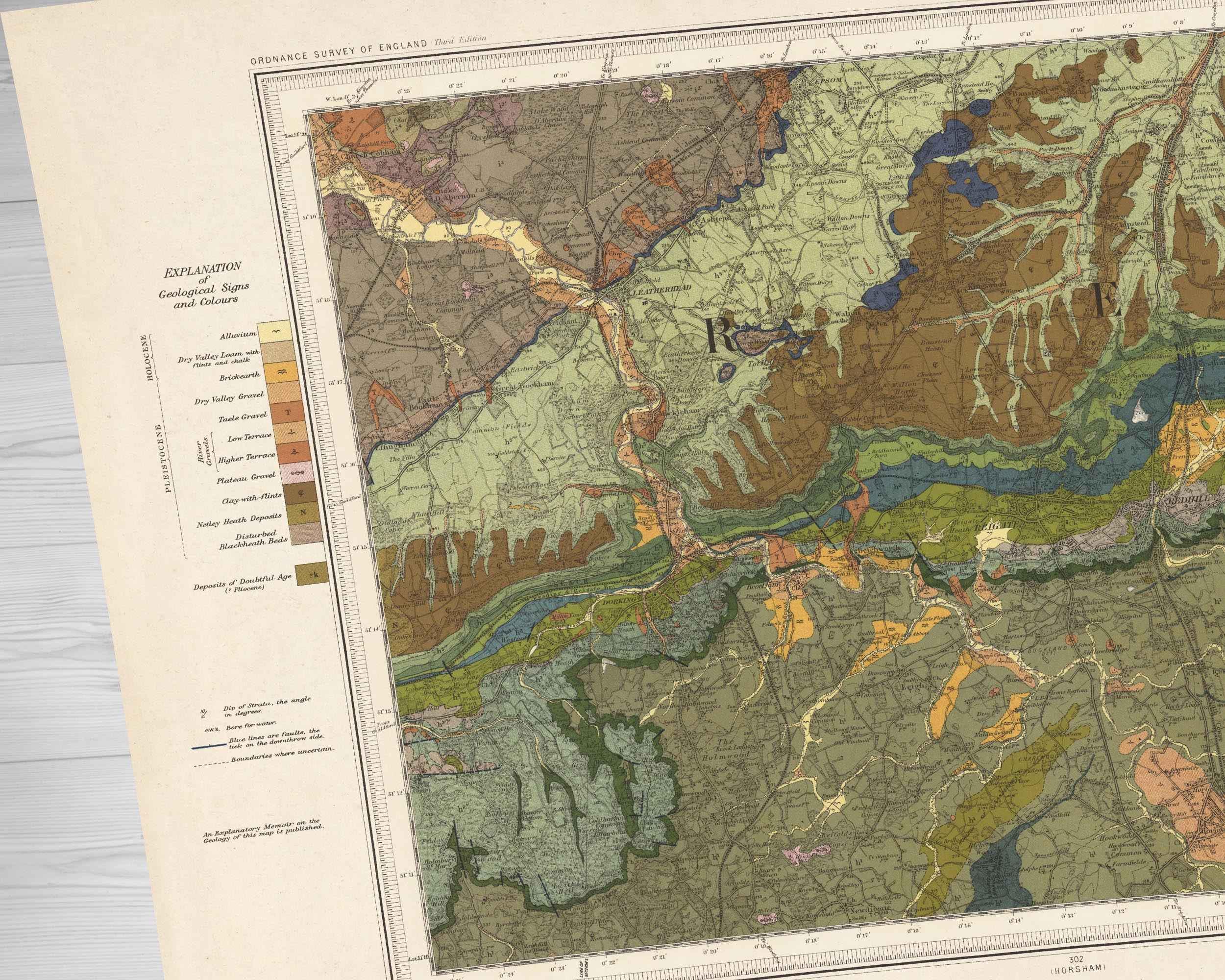 Map of Reigate } old Geological Chart - Etsy