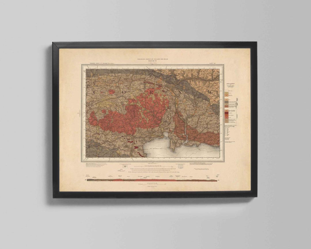 Map of Bodmin } old Geological Chart - Etsy