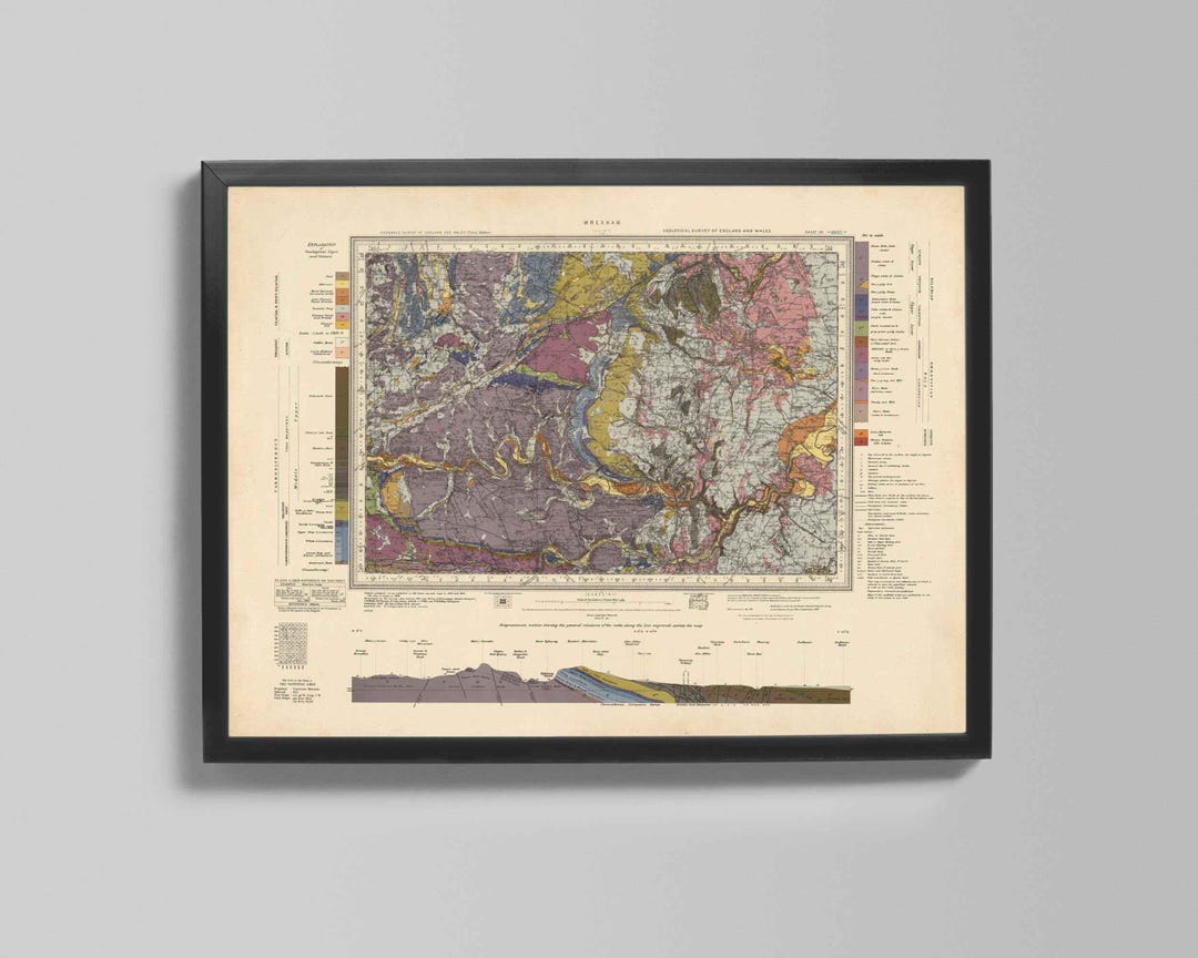 Map of Wrexham } old Geological Chart - Etsy