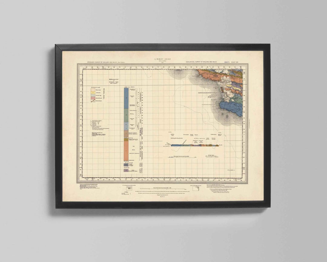 Map of Linney Head } old Geological Chart - Etsy