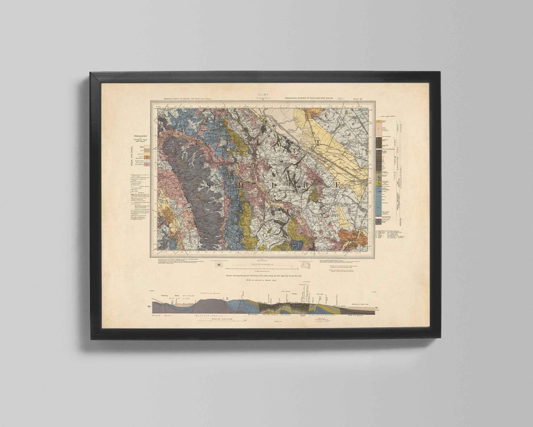 Map of Flint } old Geological Chart - Etsy