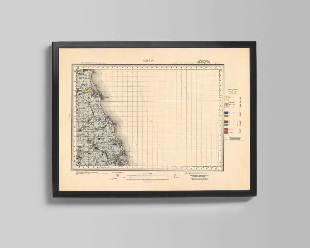 Map of Tynemouth } old Geological Chart - Etsy