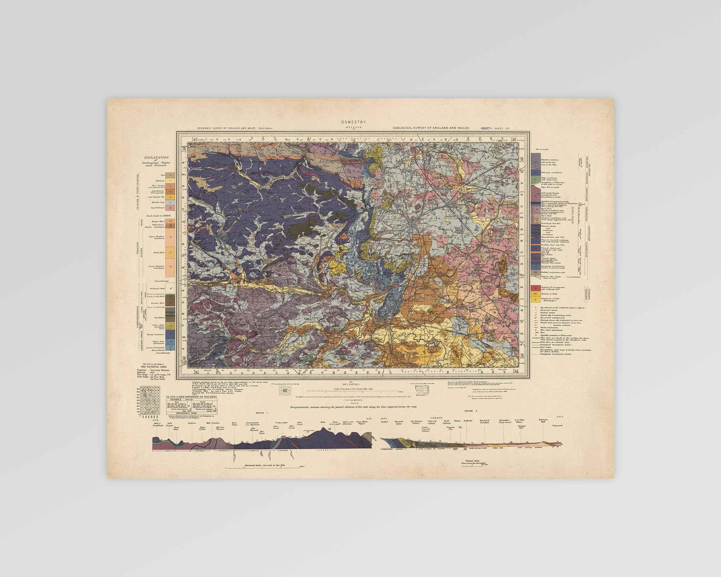 Map of Oswestry } old Geological Chart - Etsy Australia