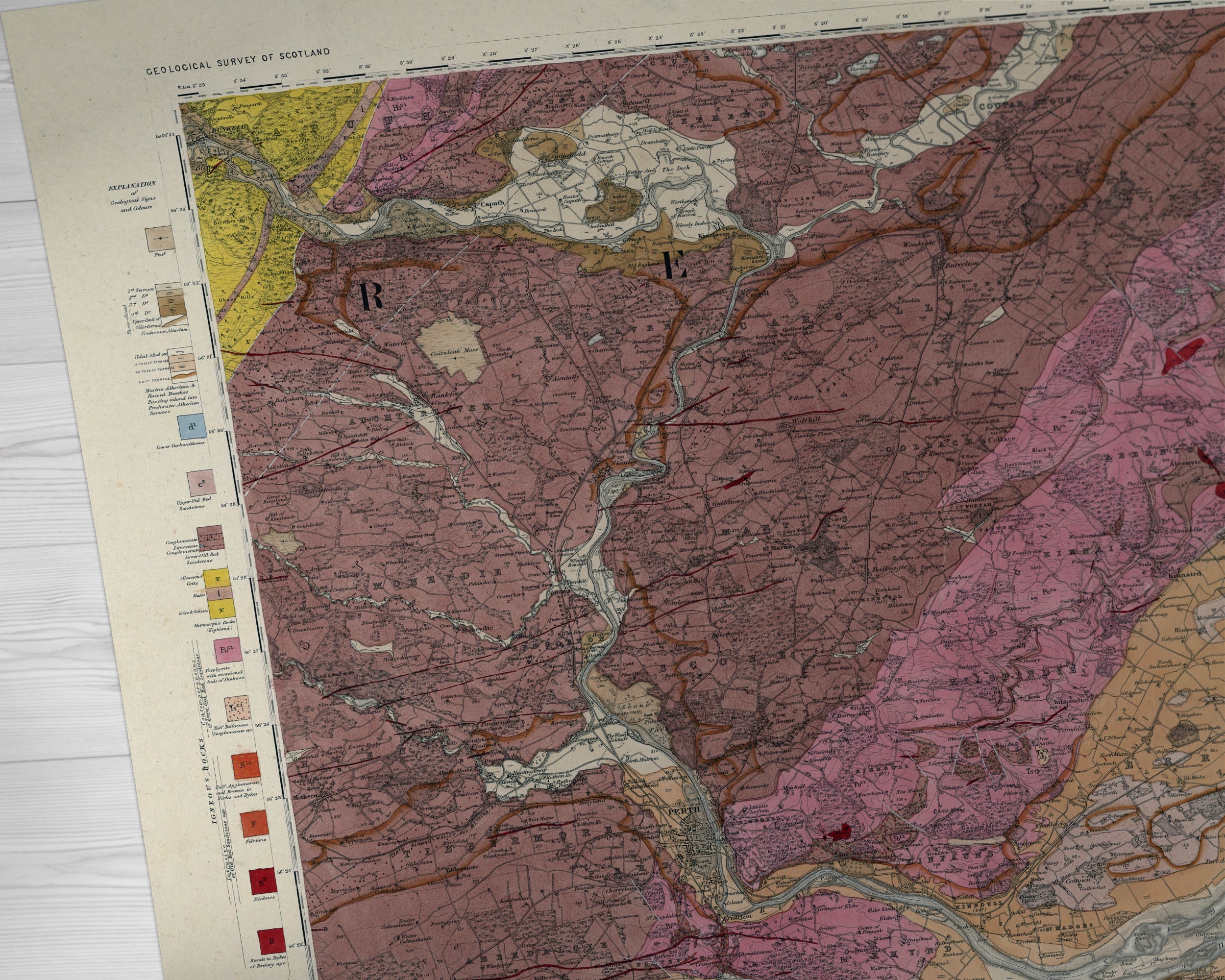 Old Perth Geological Map Perth,new Scone,kinfauns,luncarty,tayside ...