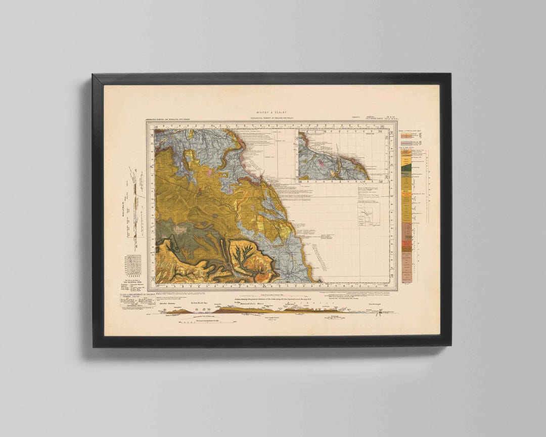 Map of Whitby & Scalby } old Geological Chart - Etsy
