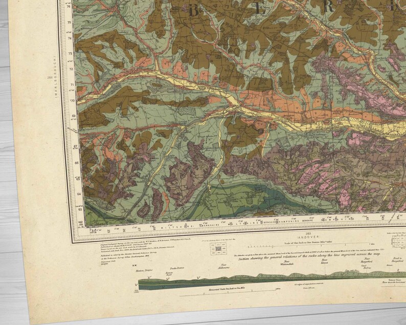 Map of Hungerford } old Geological Chart - Etsy