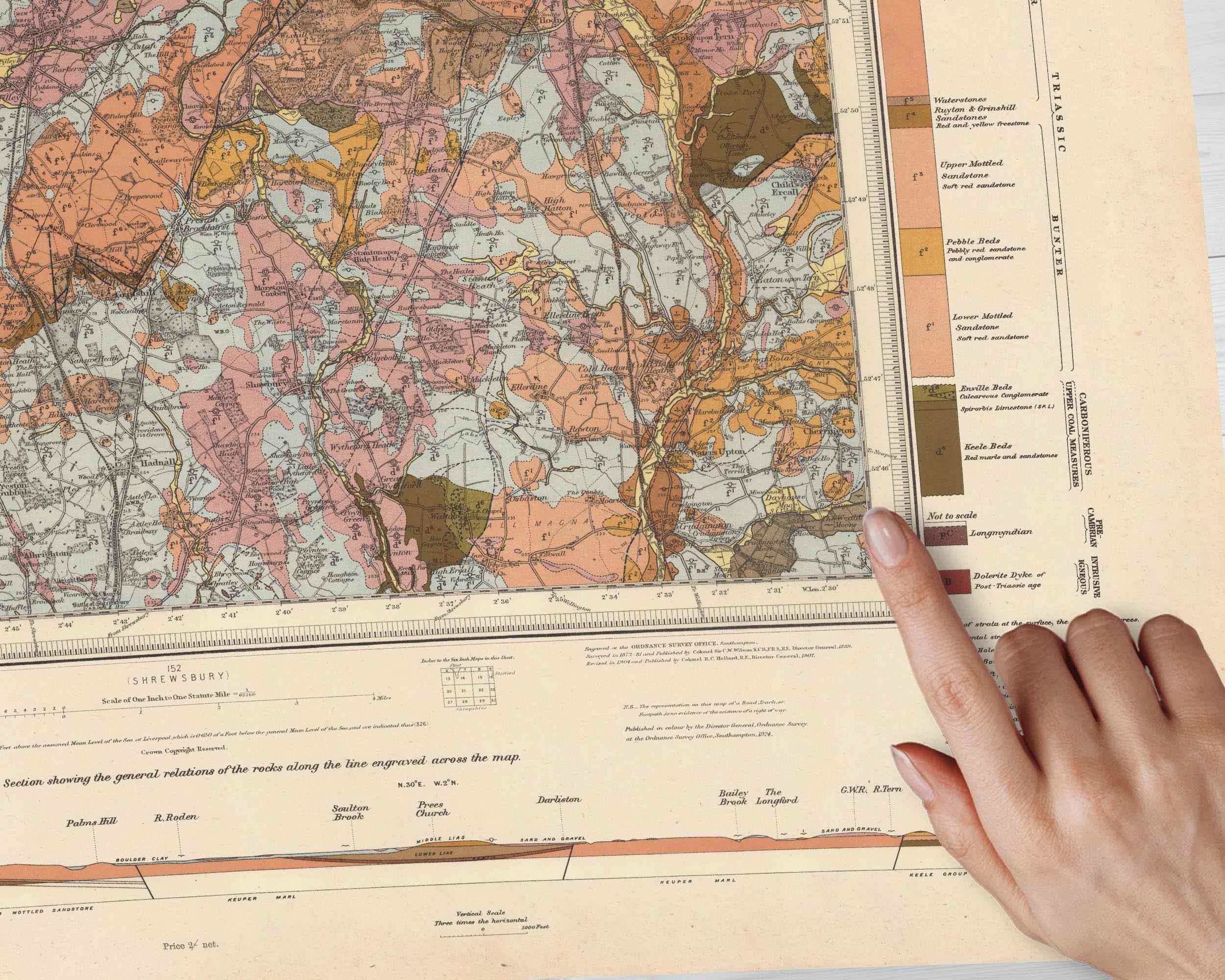 Map of Wem } old Geological Chart - Etsy