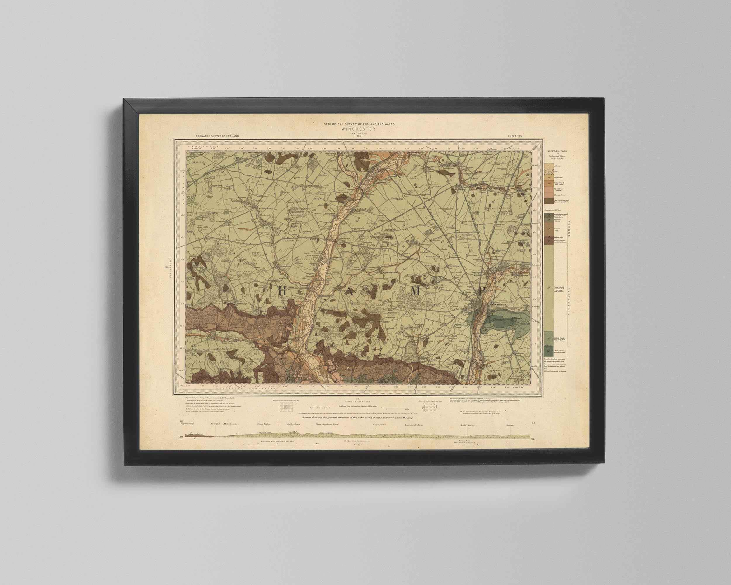 Map of Winchester } old Geological Chart - Etsy