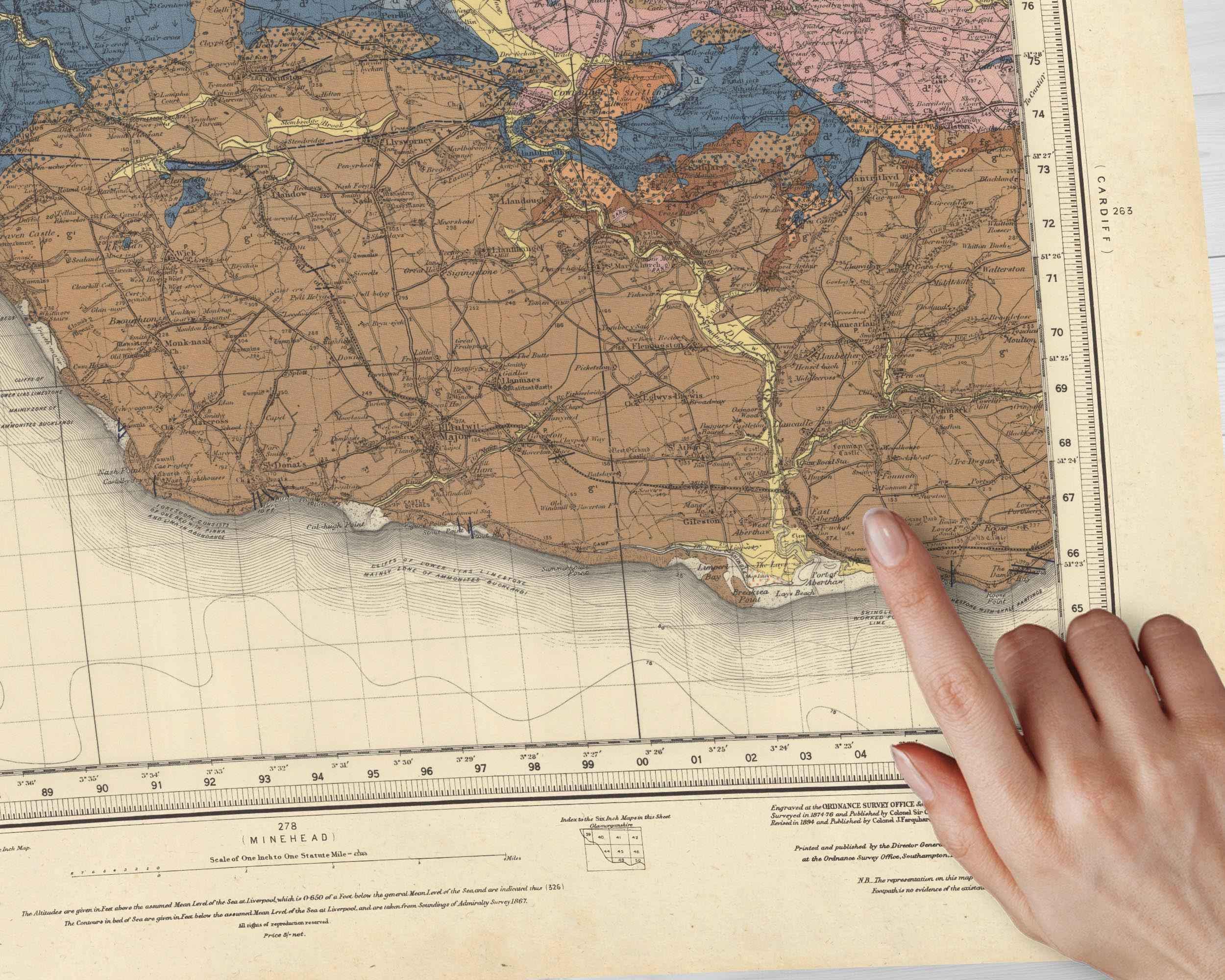 Map of Bridgend } old Geological Chart - Etsy