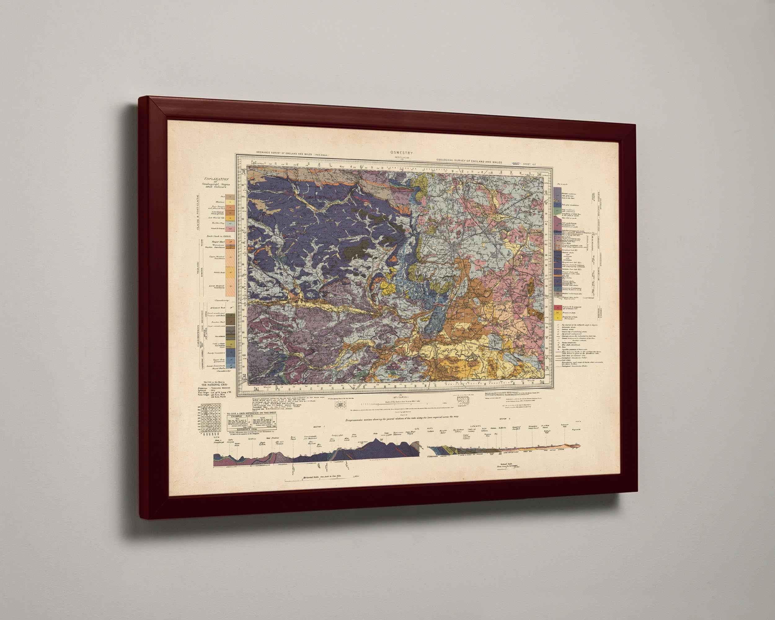 Map of Oswestry } old Geological Chart - Etsy Australia