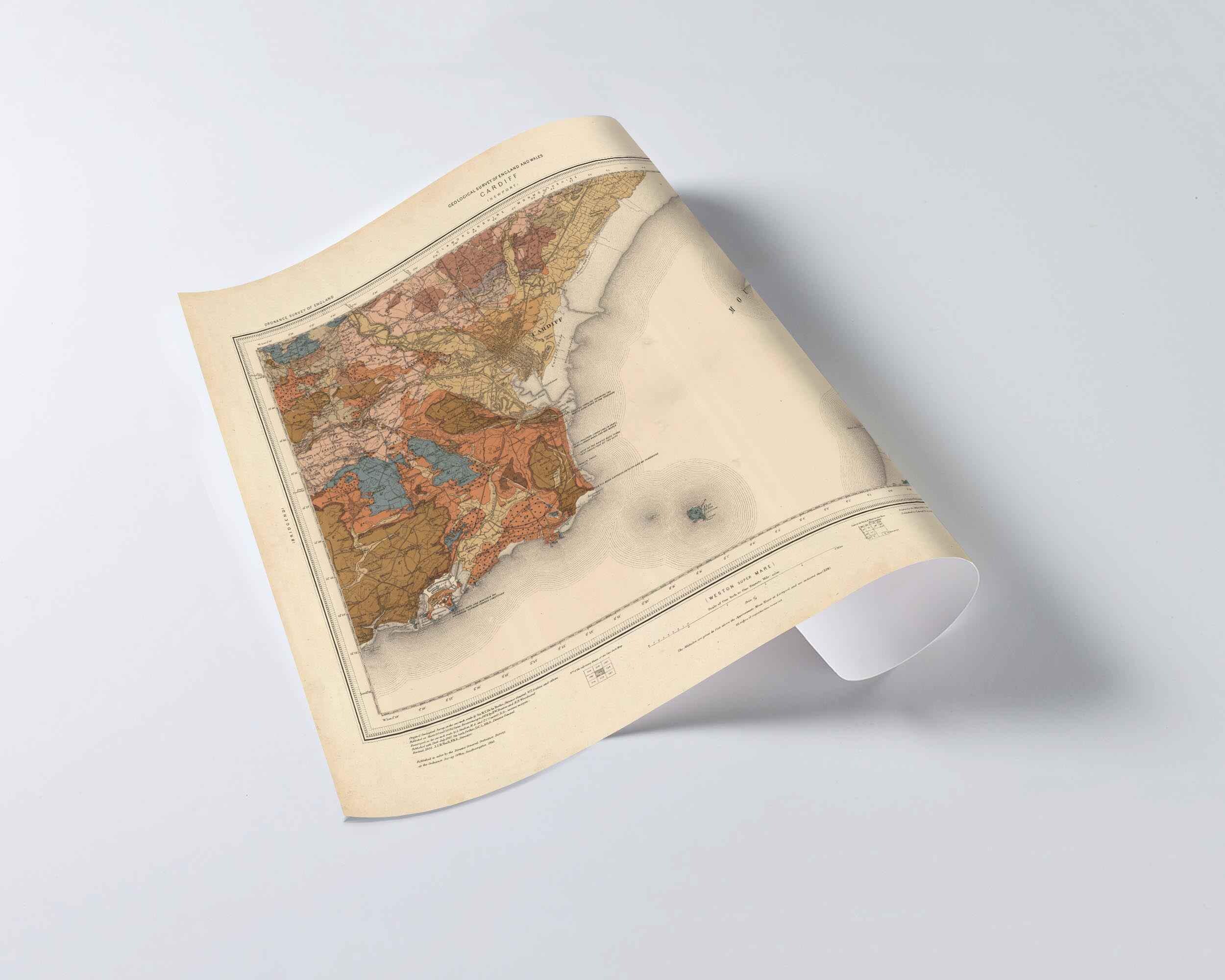 Map of Cardiff } old Geological Chart - Etsy