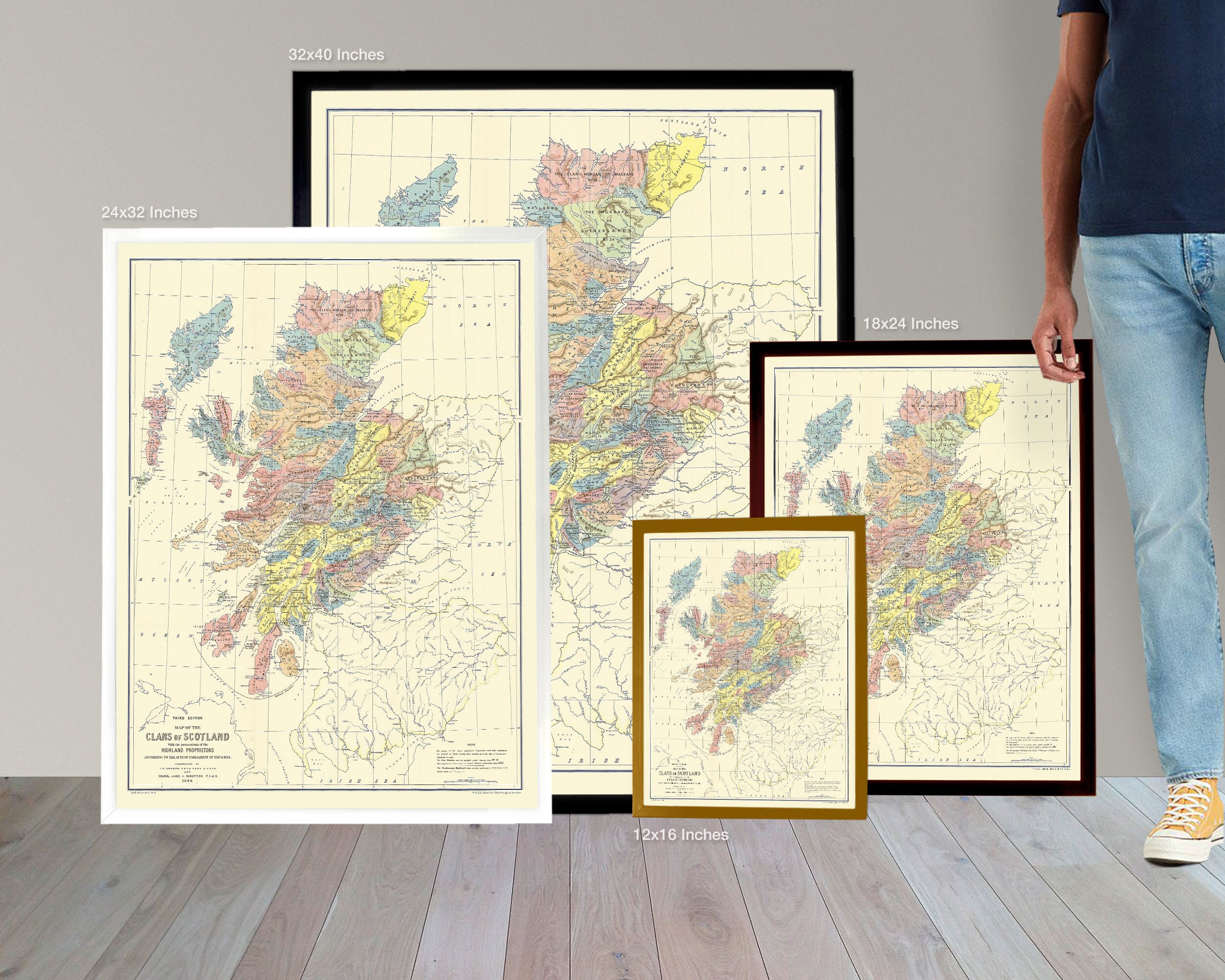 Historical Map Print of Scotland's Clans | T. B. Johnston, F.R.G.S. and ...
