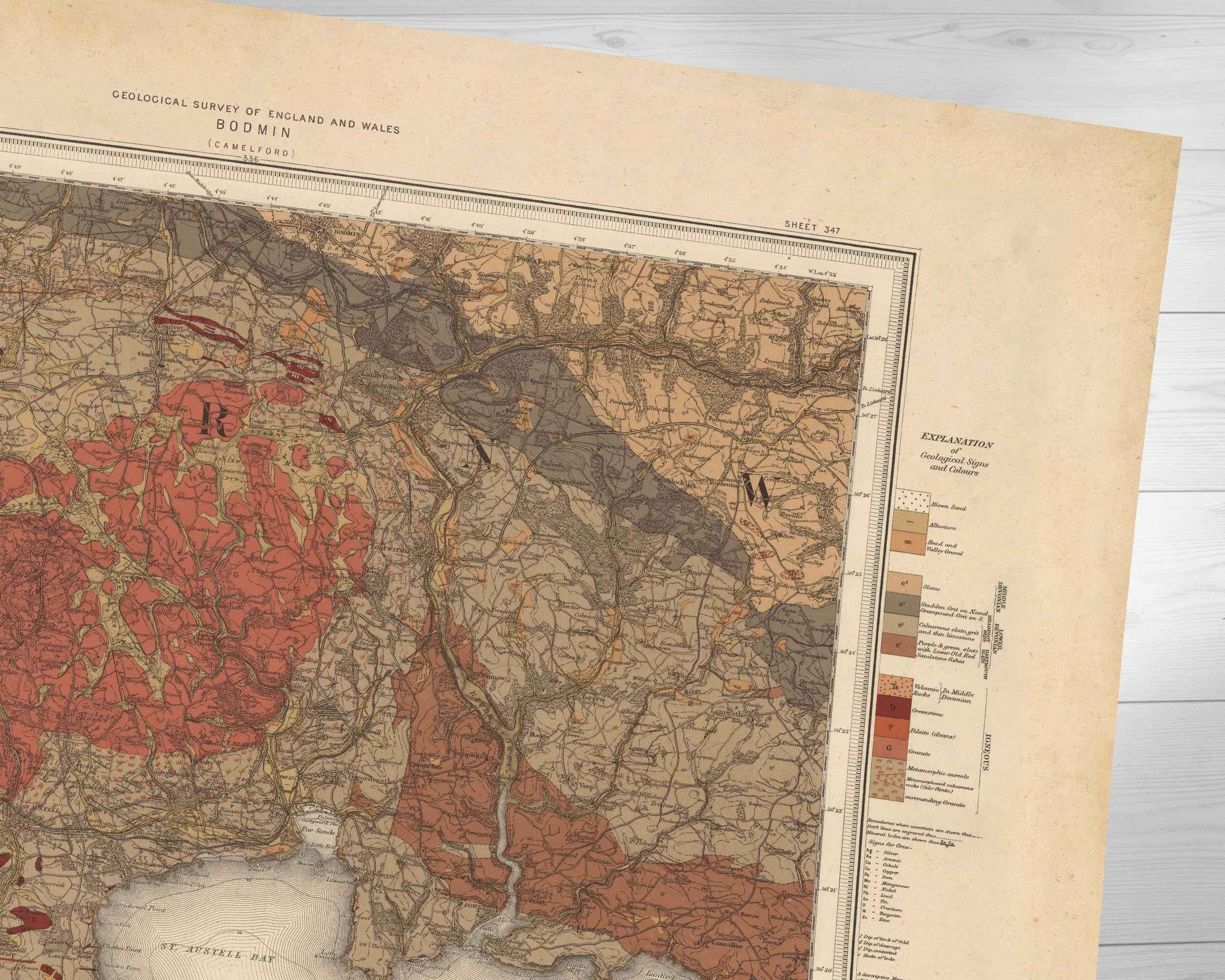 Map of Bodmin } old Geological Chart - Etsy