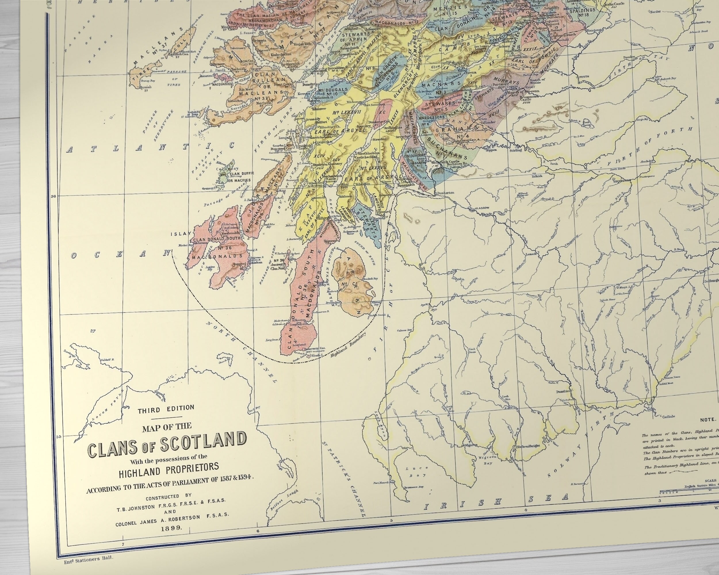 Historical Map Print of Scotland's Clans | T. B. Johnston, F.R.G.S. and ...