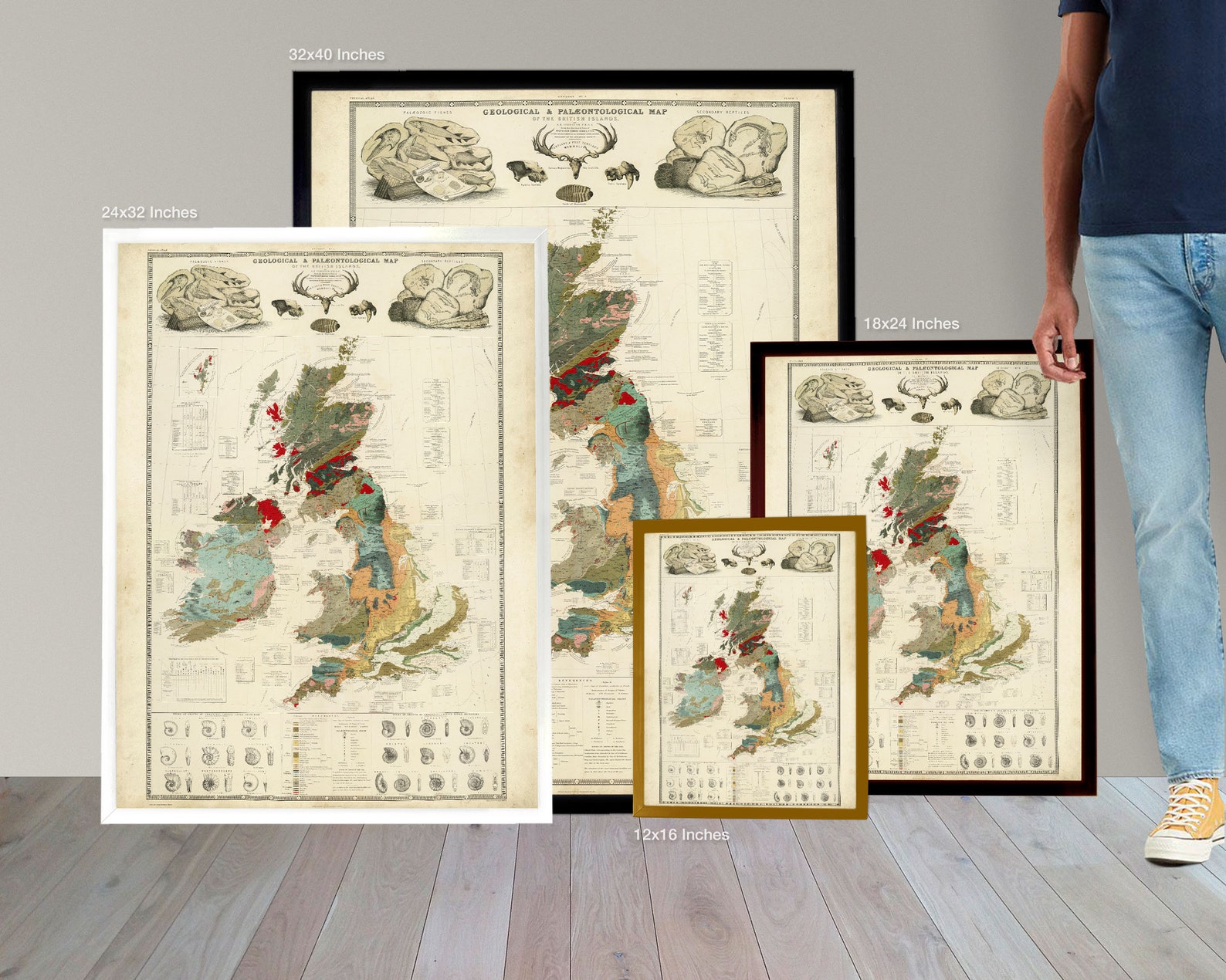 Antique Map of Great Britain 1848, Scotland Map, England Old Map ...