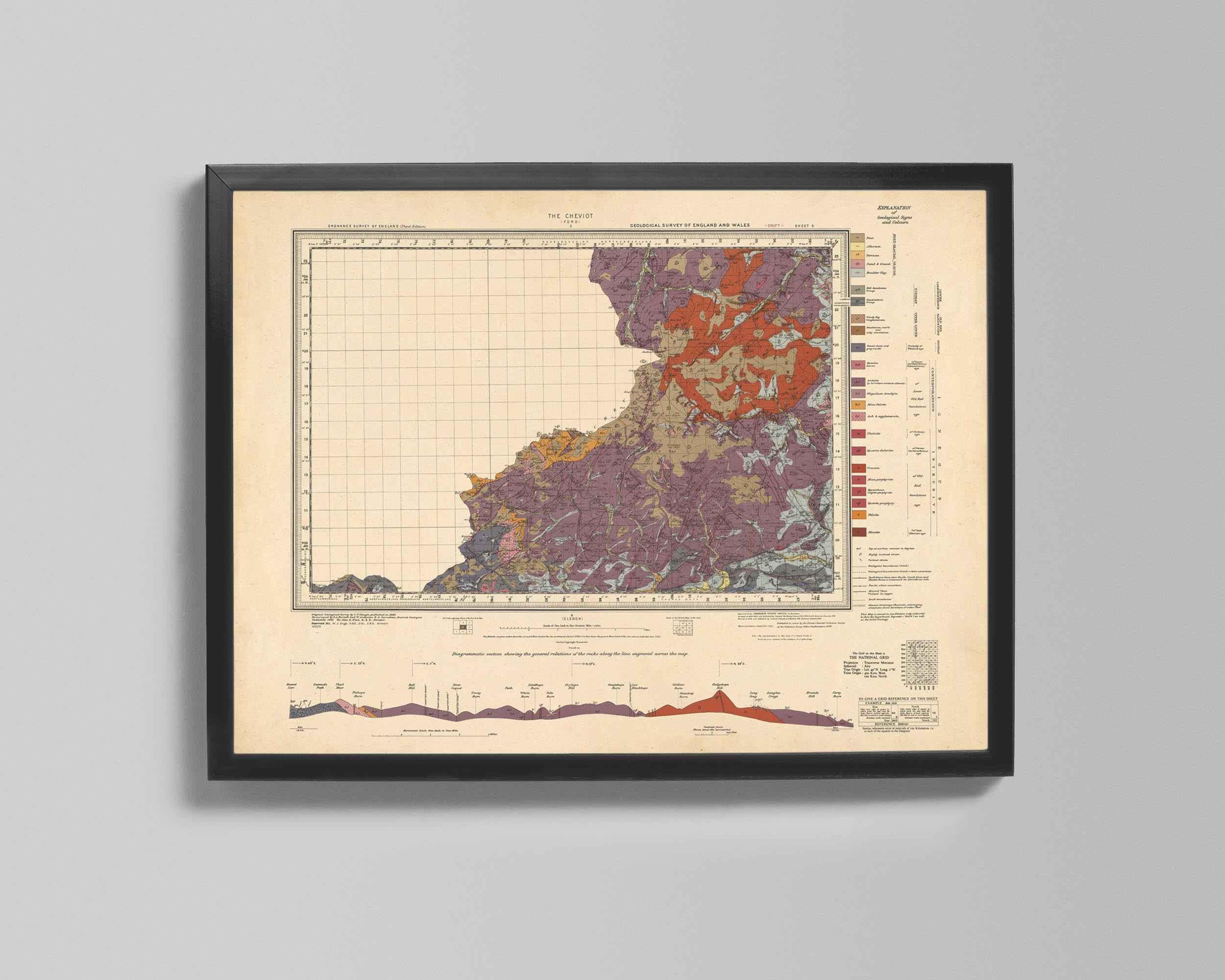 Map of the Cheviot } old Geological Chart - Etsy Australia