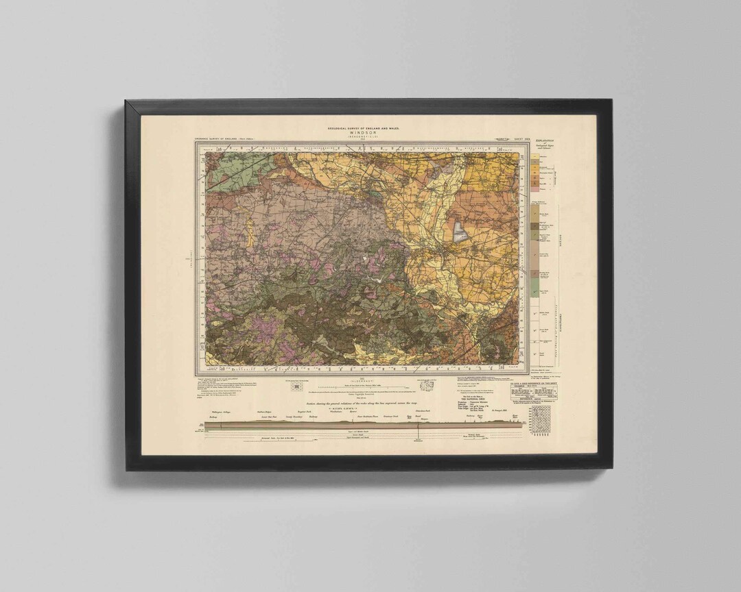 Map of Windsor } old Geological Chart - Etsy UK