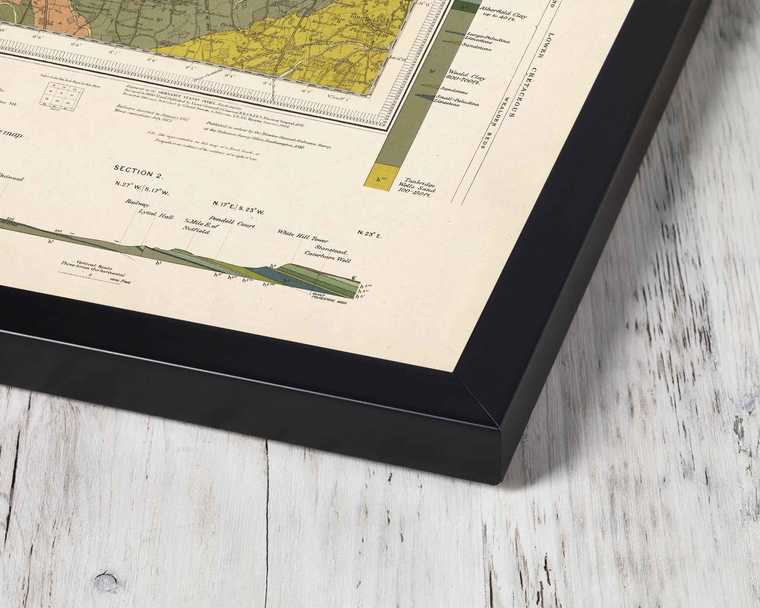 Map of Reigate } old Geological Chart - Etsy