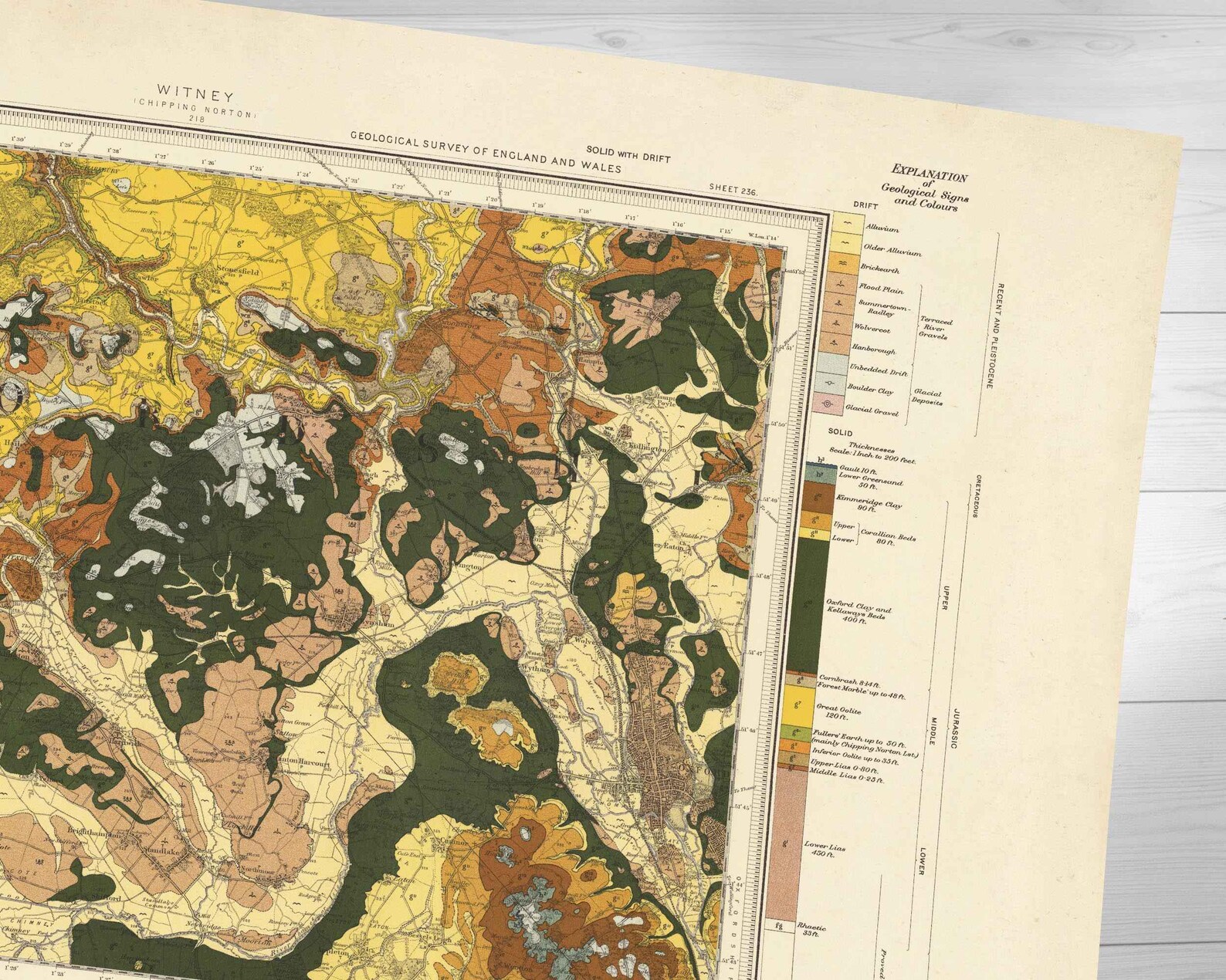 Map of Witney } old Geological Chart - Etsy Canada