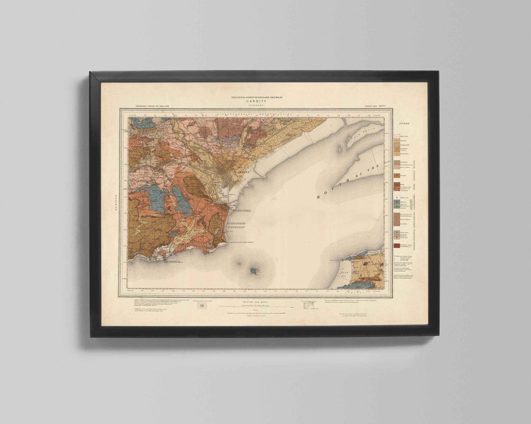 Map of Cardiff } old Geological Chart - Etsy