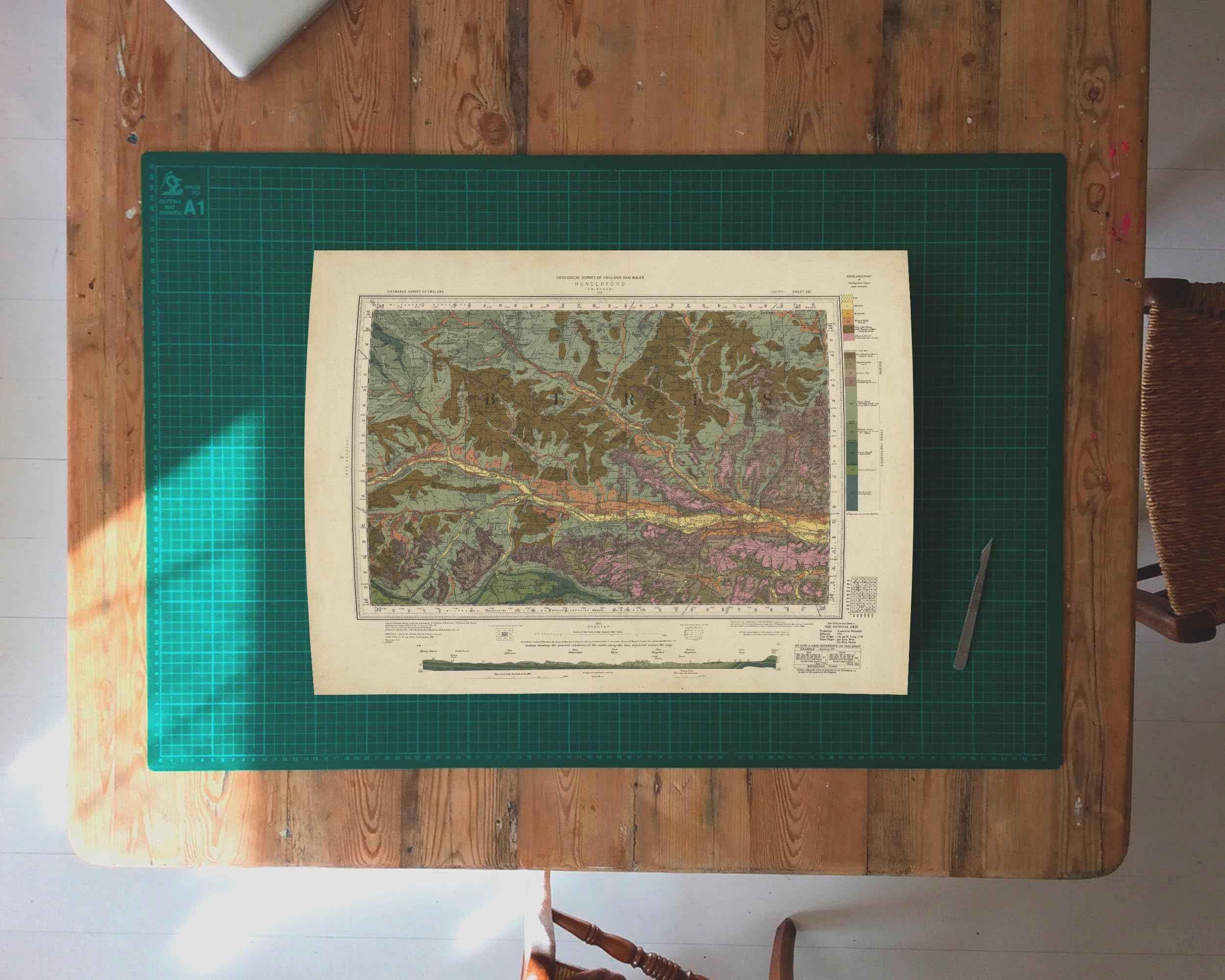 Map of Hungerford } old Geological Chart - Etsy