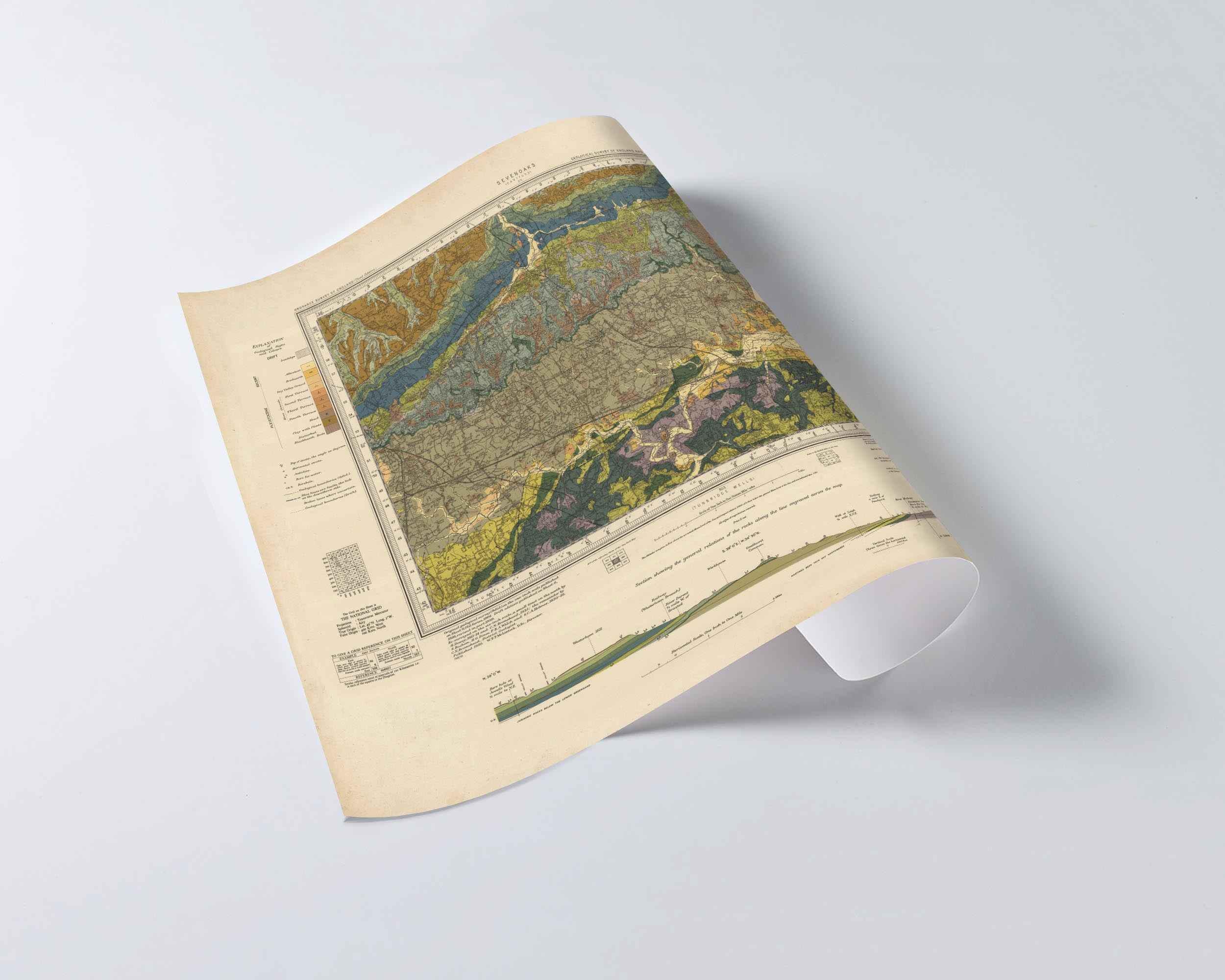 Map of Sevenoaks } old Geological Chart - Etsy Canada