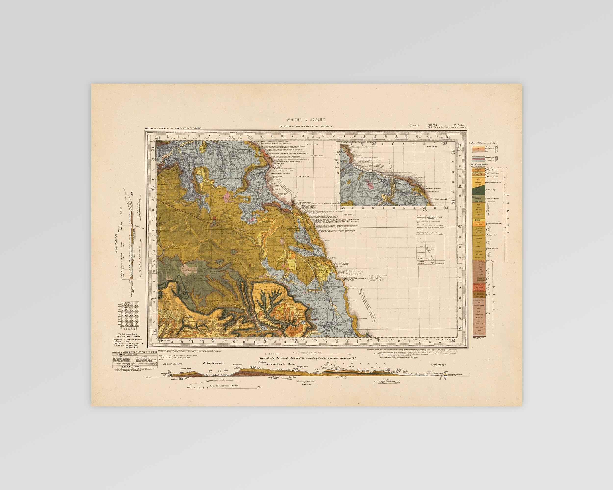 Map of Whitby & Scalby } old Geological Chart - Etsy