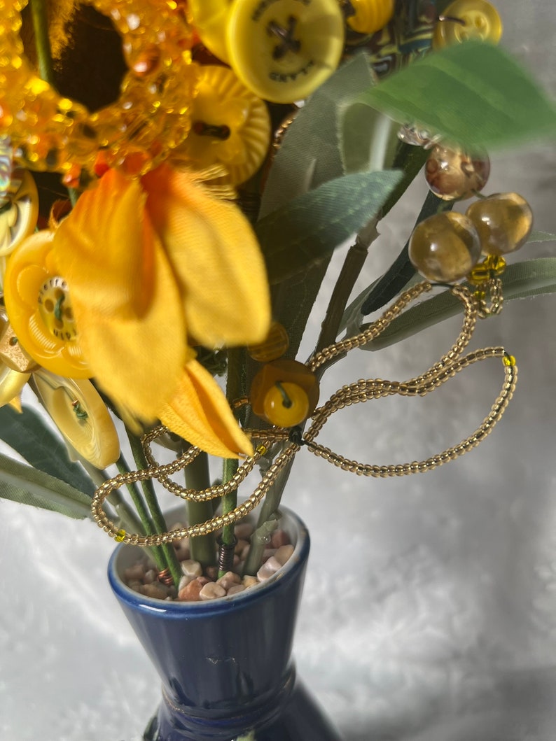 Blissful Button Tree 32 / Button Flower Bouquet / Vintage Vase / Home ...