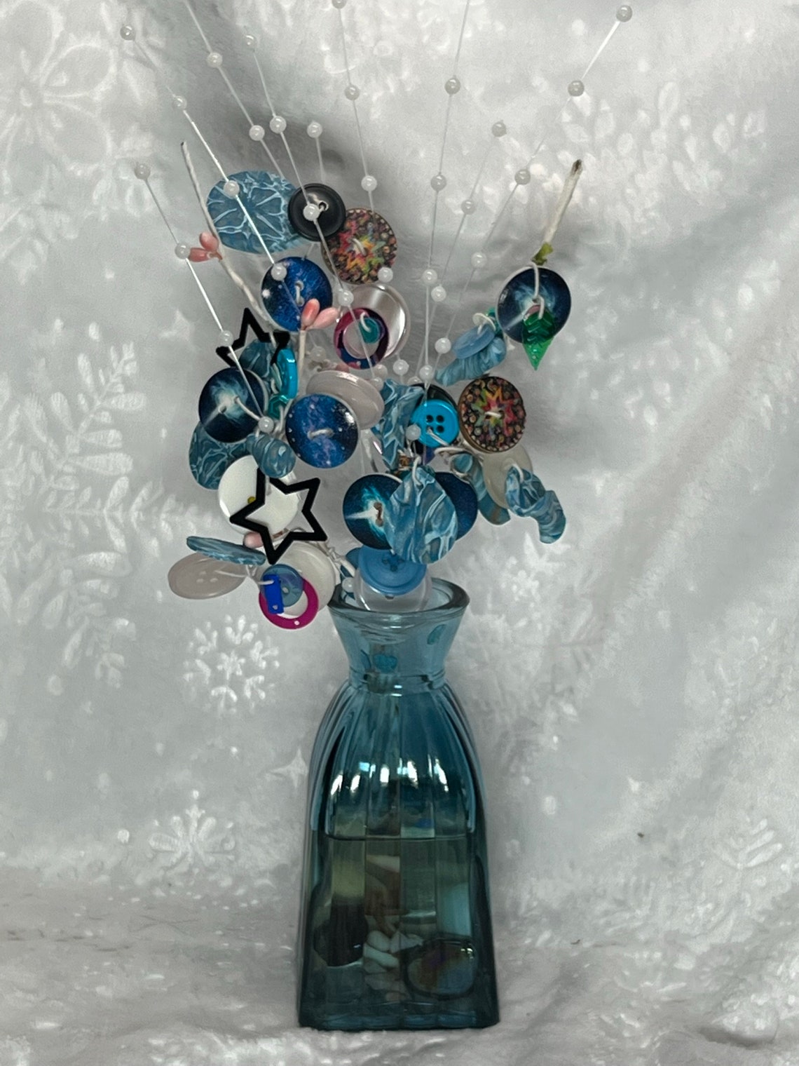 Button Tree / Button Flower Bouquet / Hand Made Clay Pot / - Etsy